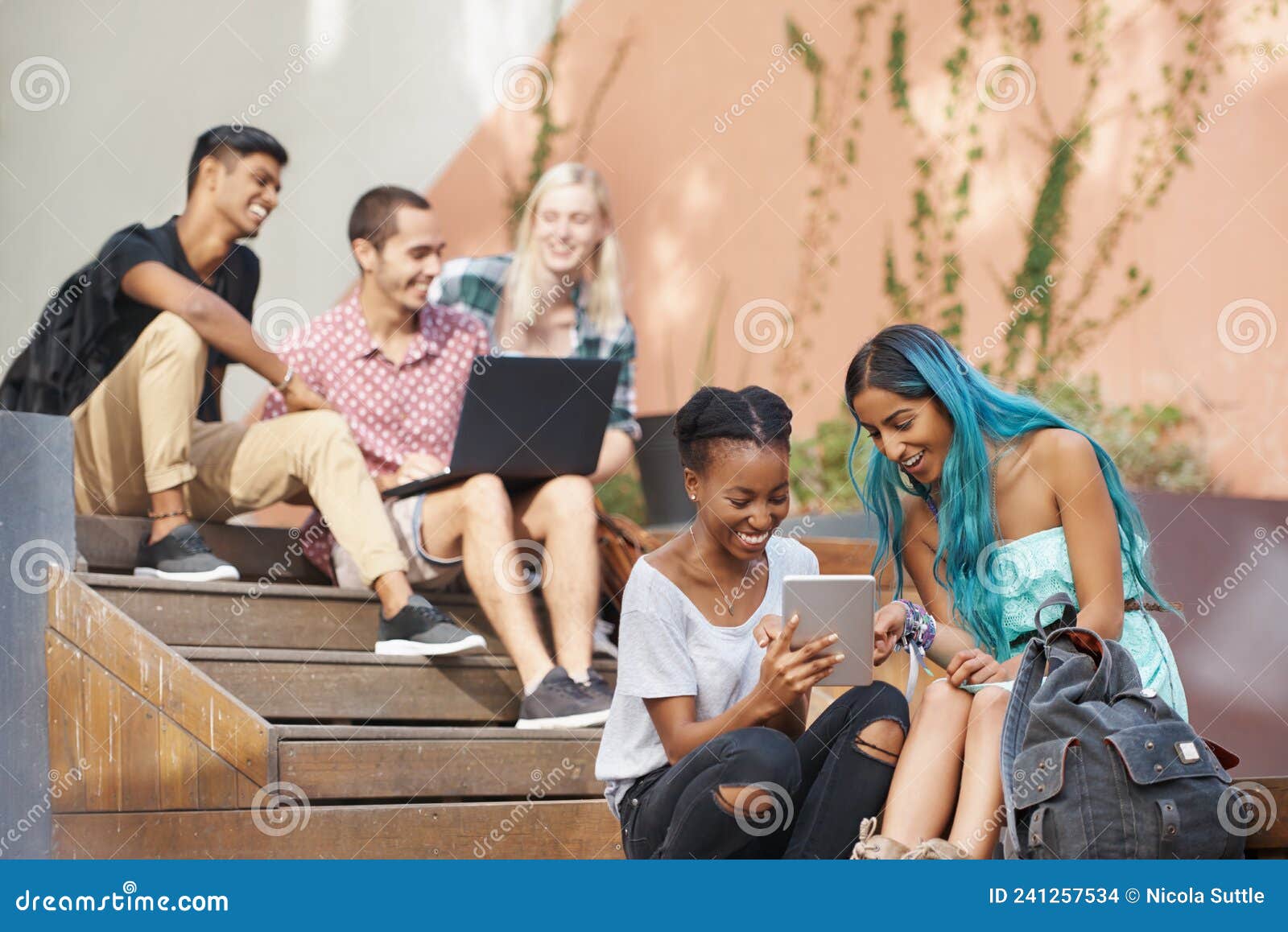 Enjoying Our Breaks between Classes Stock Photo - Image of discussion ...