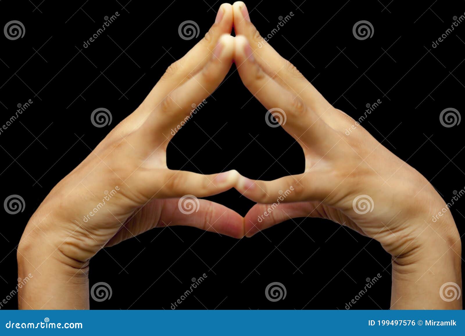 Shot of a Human Doing Hakini Mudra Isolated Black Background. Stock ...
