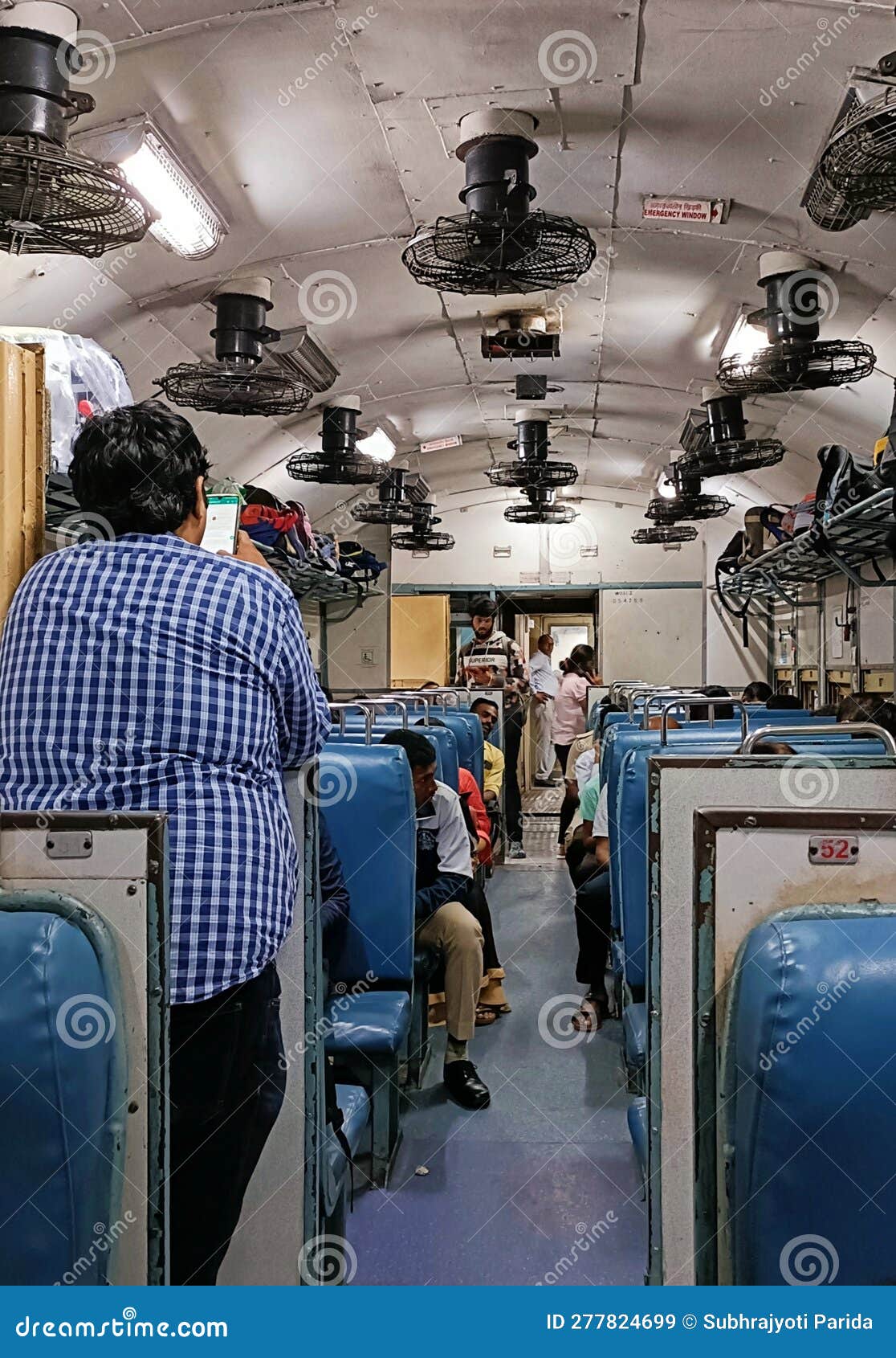 A Shot from Inside of a Non-AC Chair Car Based Railway Coach in India ...