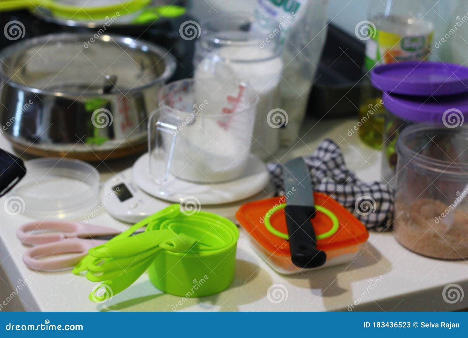 Item Preparations before Baking a Cake Stock Image - Image of flour ...