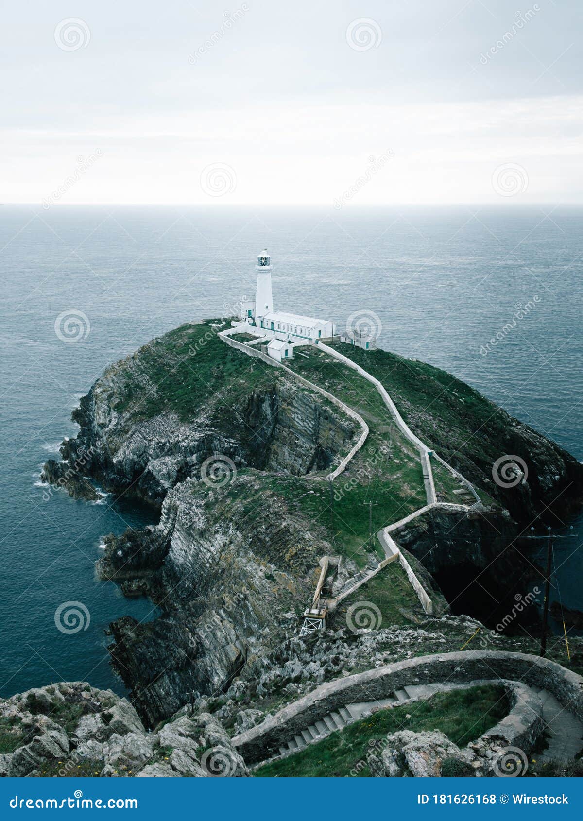 Shot of the Lighthouse on the Cliff in RSPB South Stack Cliff, Anglesey ...