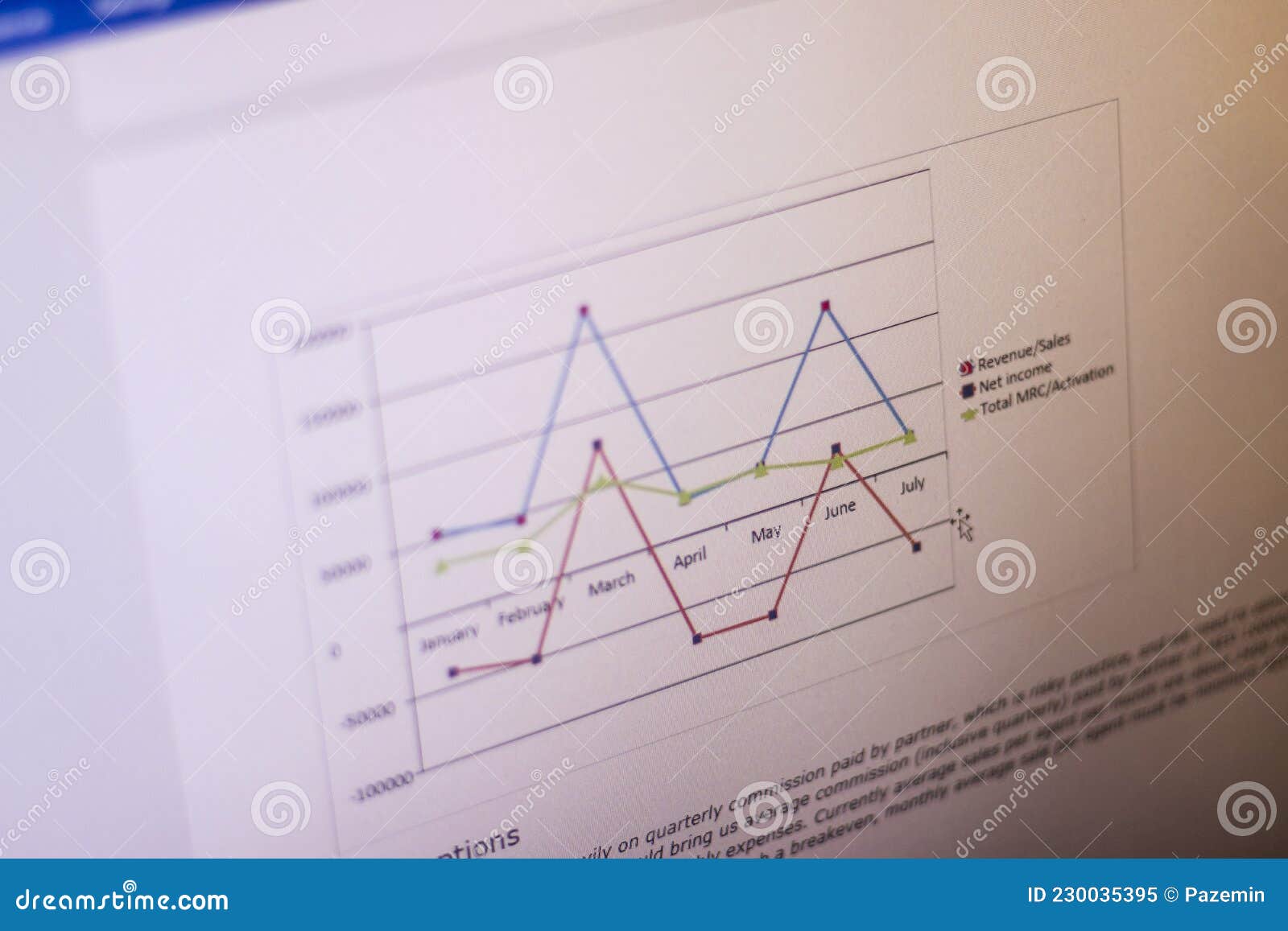 Shot of a Line Chart on Computer Screen. Analysis Stock Image - Image ...