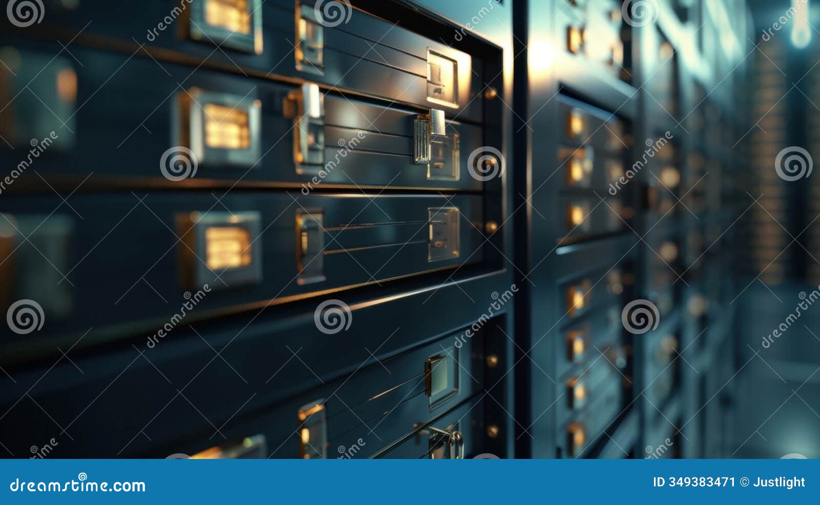 A Shot of a Locked Filing Cabinet or Server Room Representing the ...