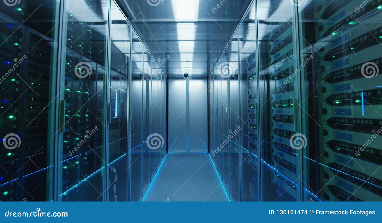 Long Hallway Full Server Racks in a Modern Data Center Stock Photo ...