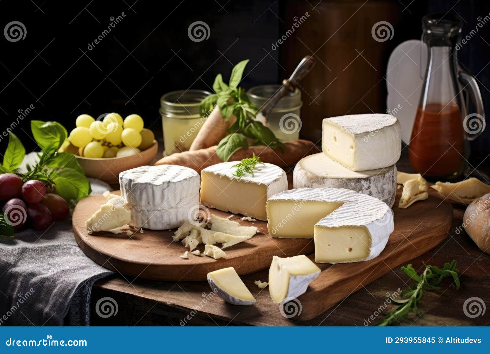 Matured Cheese Shapes Displayed On A Table With Dried Autumn Leaves ...