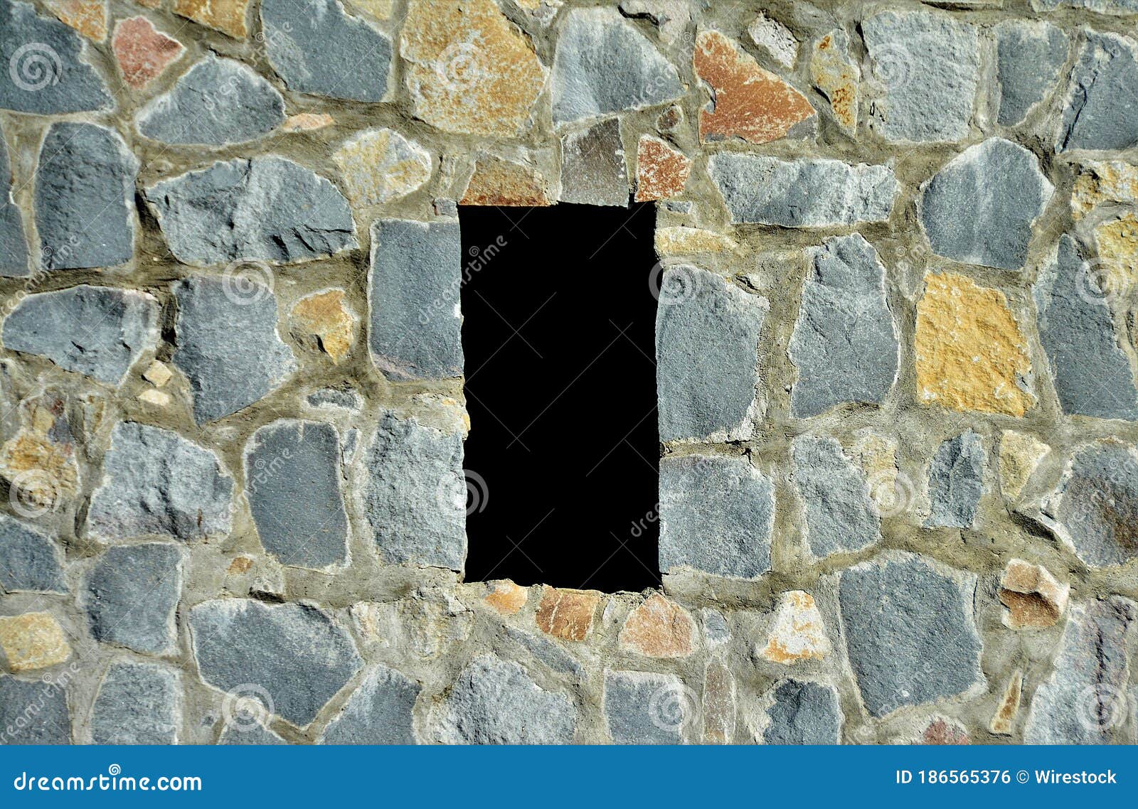 Shot of a Medieval Stone Wall with Rectangle Hole Stock Photo - Image ...