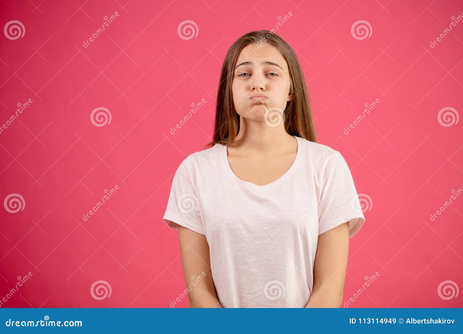 Shot of a Model with Puffy Cheeks. Make Funny Face Stock Image - Image ...
