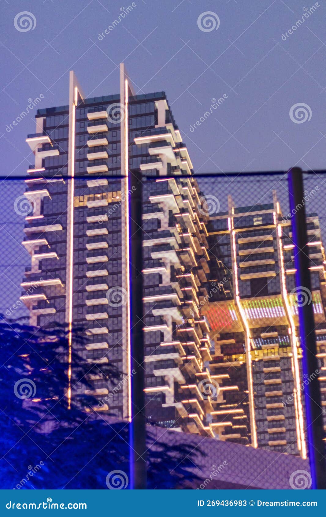 Shot of a Modern Building in the City at Night. Urban Stock Image ...