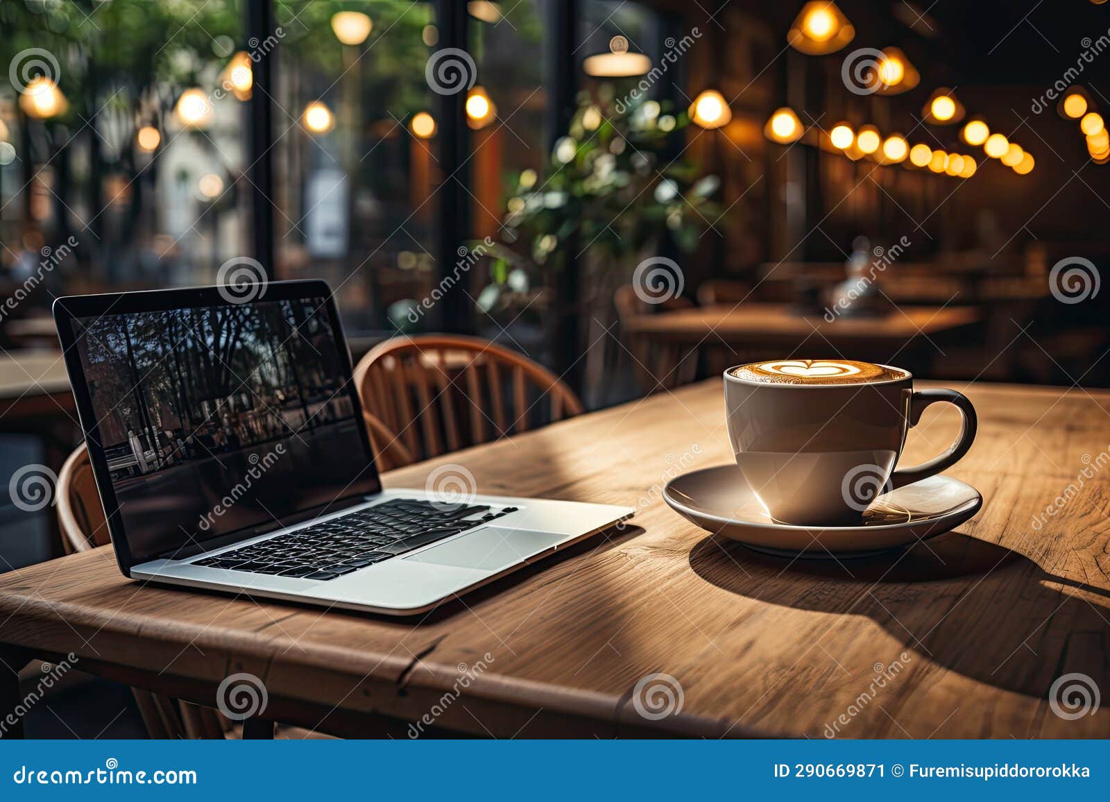 A Shot of a Modern Workspace with a Laptop and a Coffee Cup Stock Image ...