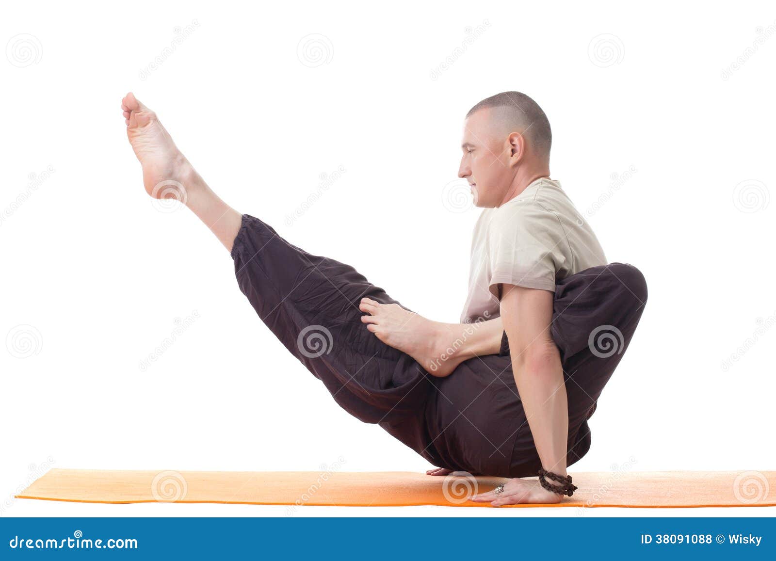 Shot of Muscular Man Posing in Difficult Asana Stock Photo - Image of ...