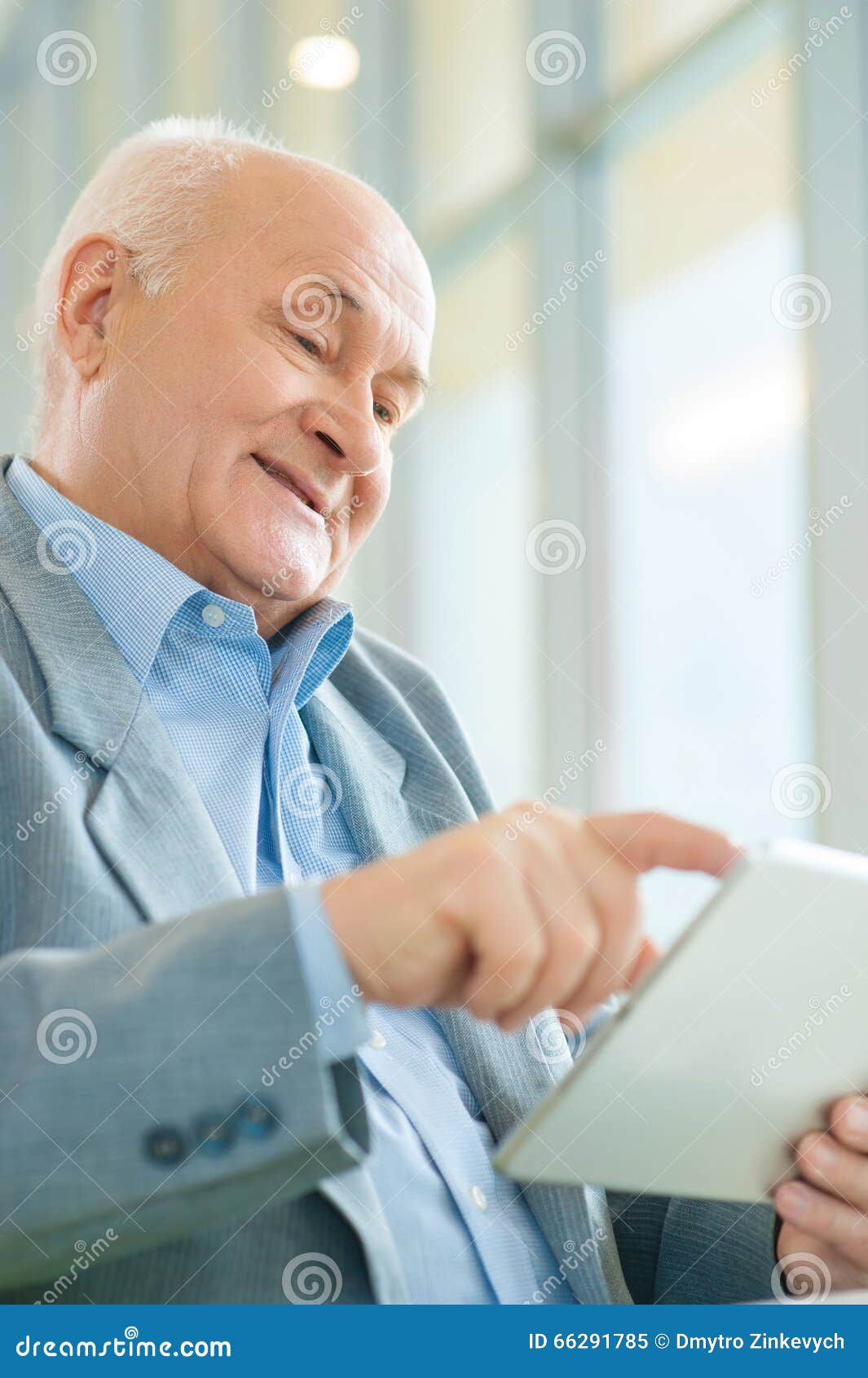 Shot of Old Man Using Digital Tablet. Stock Image - Image of mindful ...