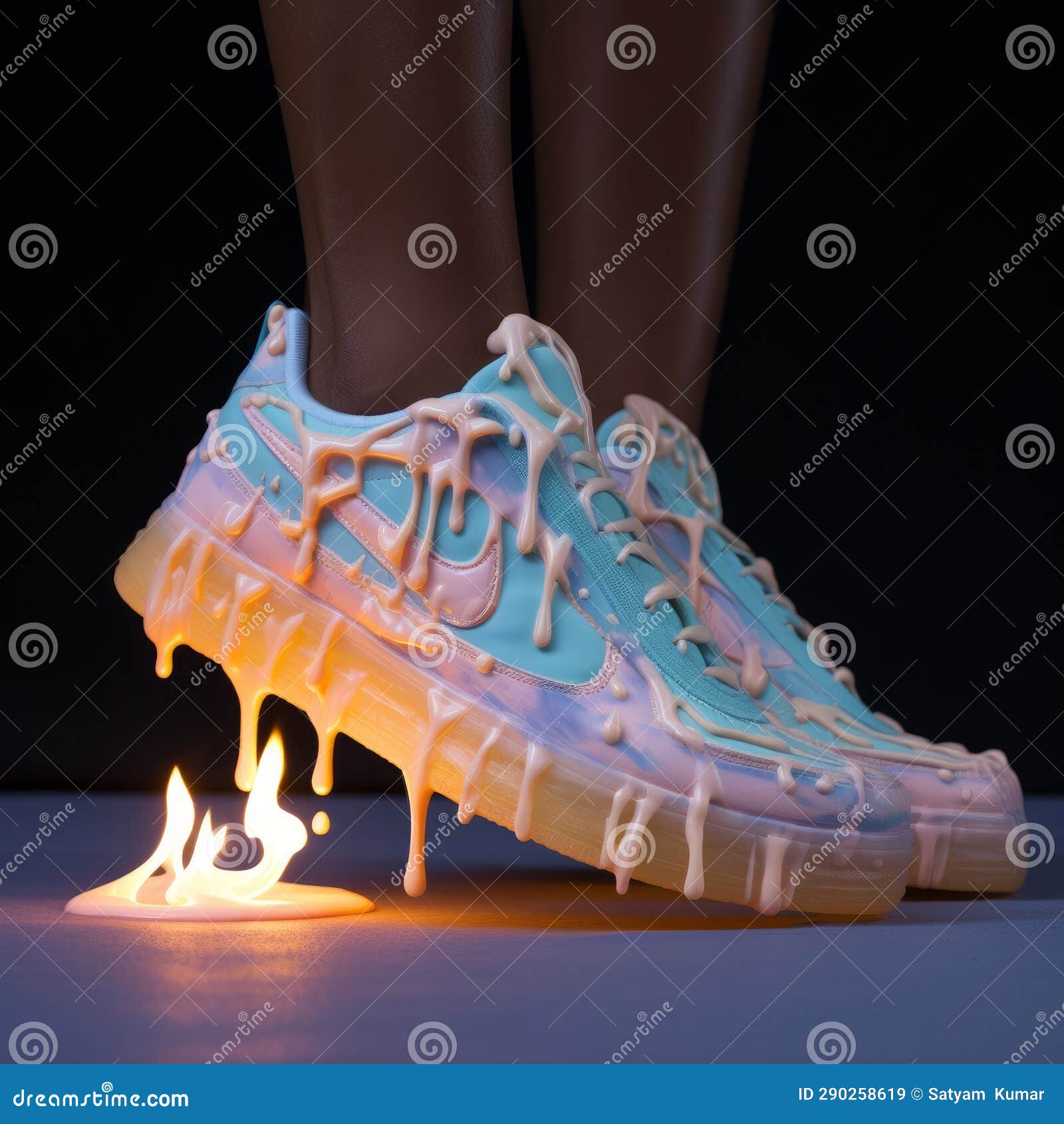 Shot of a Pair of Shoes Melting Generative AI Stock Illustration ...