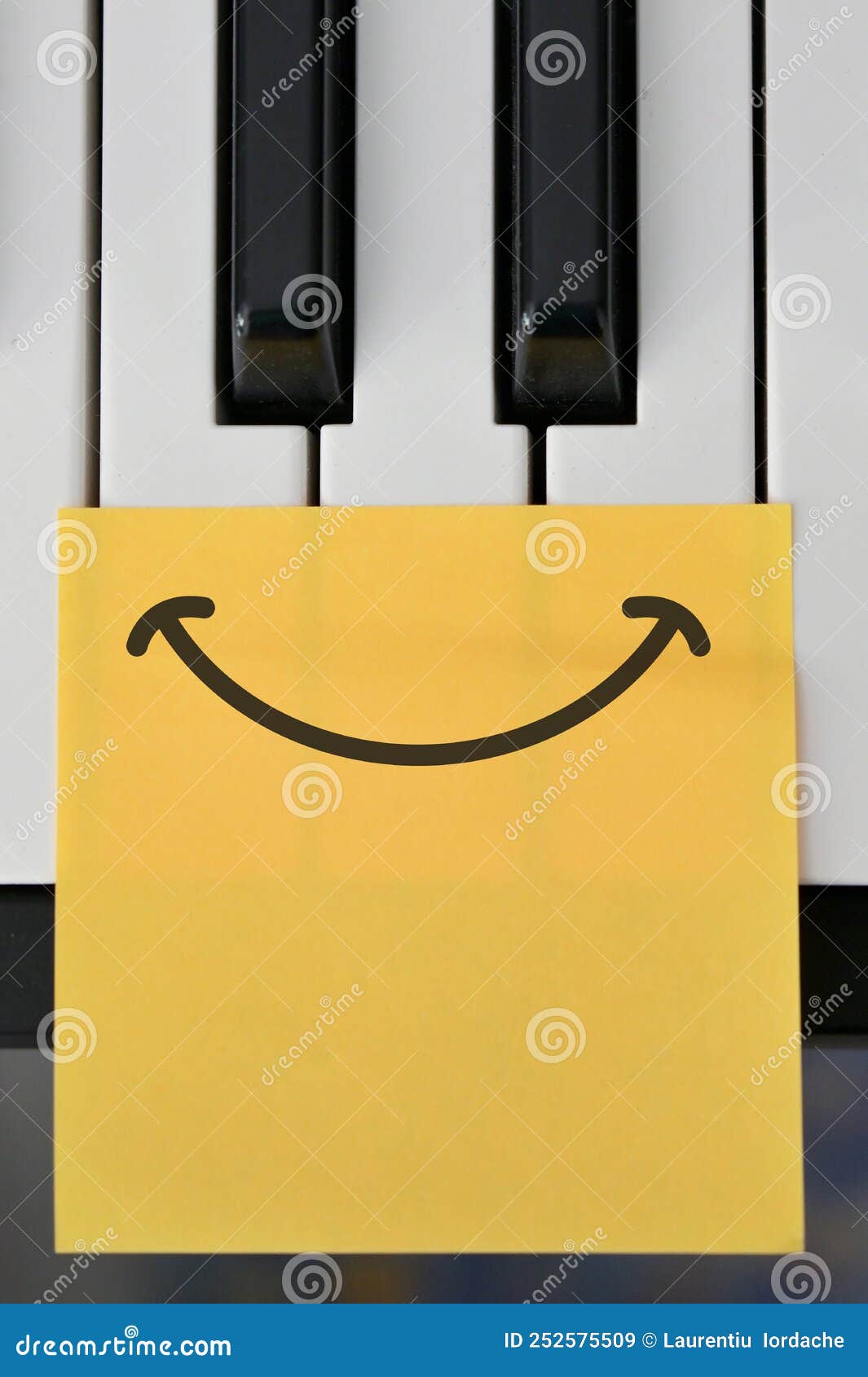 Shot of Piano Keyboard and Draw Happy Smile Note Stock Image - Image of ...