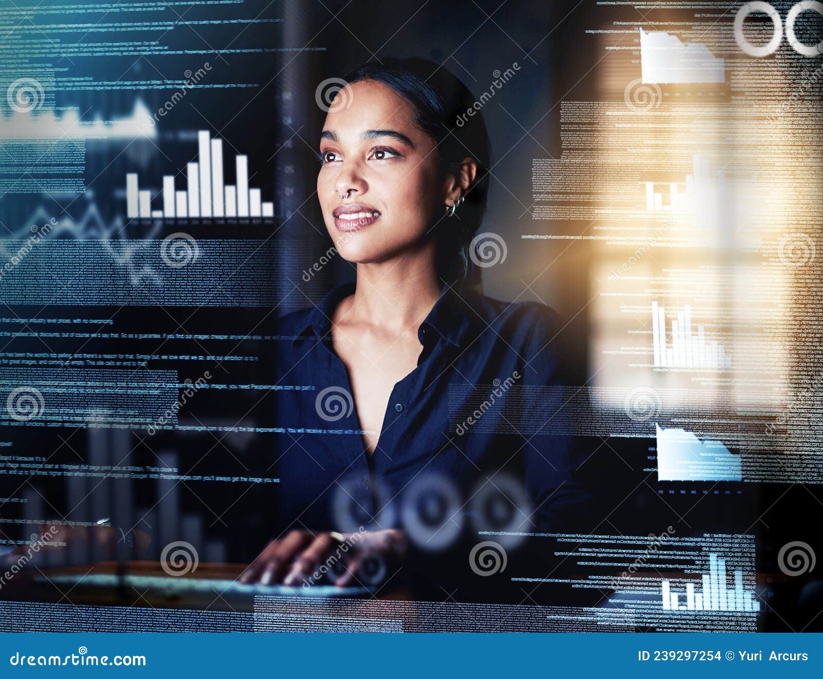 She S a Pro at Bending Data in Cyberspace Stock Photo - Image of ...