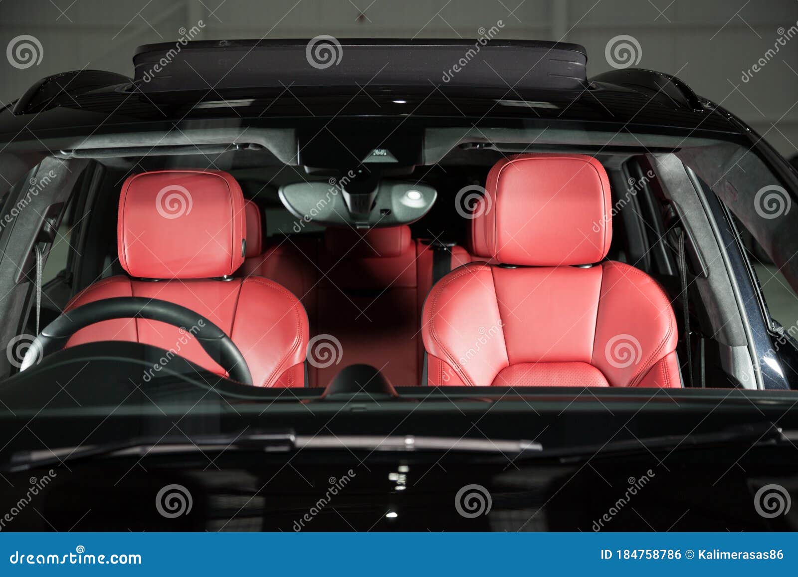 Shot of Red Leather Seats of SUV Car Stock Photo - Image of passenger ...