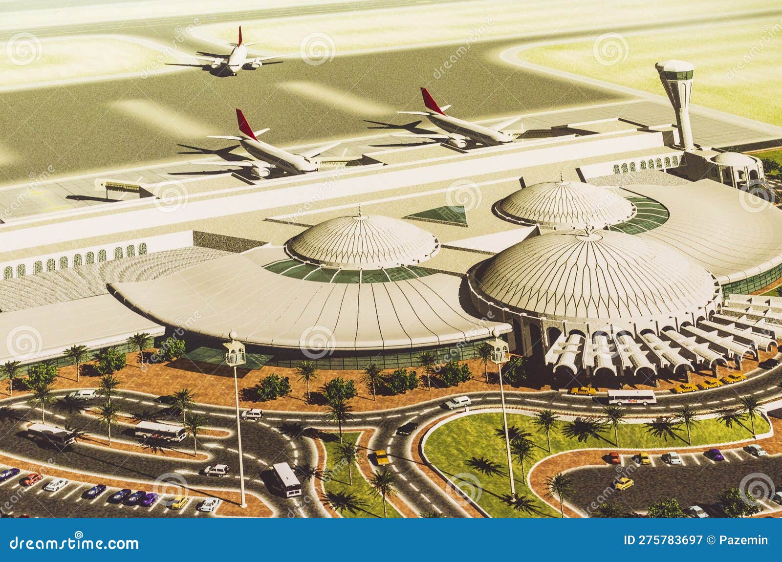Shot of the Rendered Image of the Airport. Concept Stock Image - Image ...