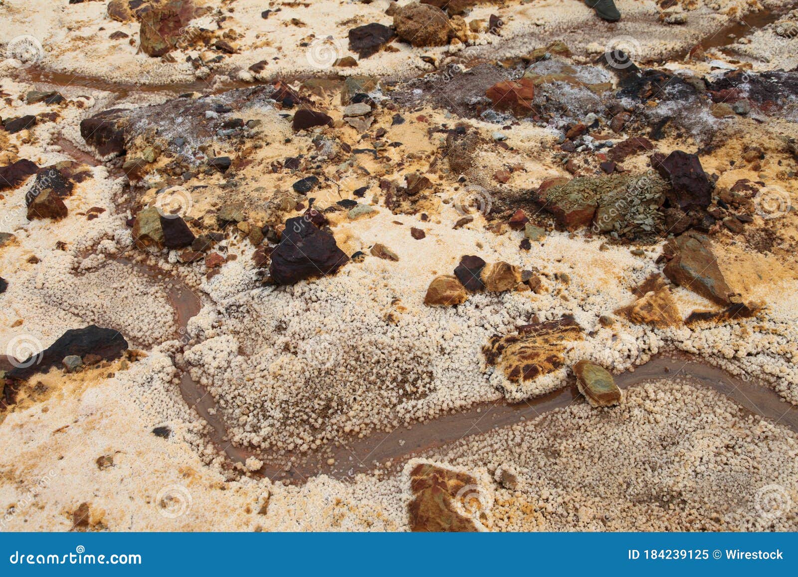 Shot of a Sandy Surface with Rhyolite Black and Brown Rocks Stock Image ...