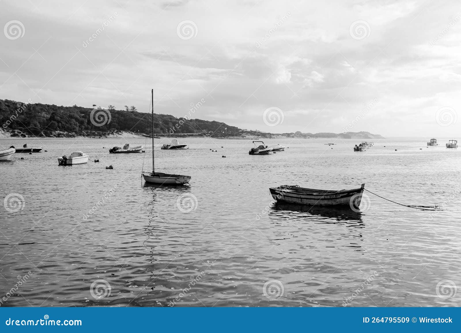 Shot of the Sea with Empty Boats. Stock Image - Image of scenery ...