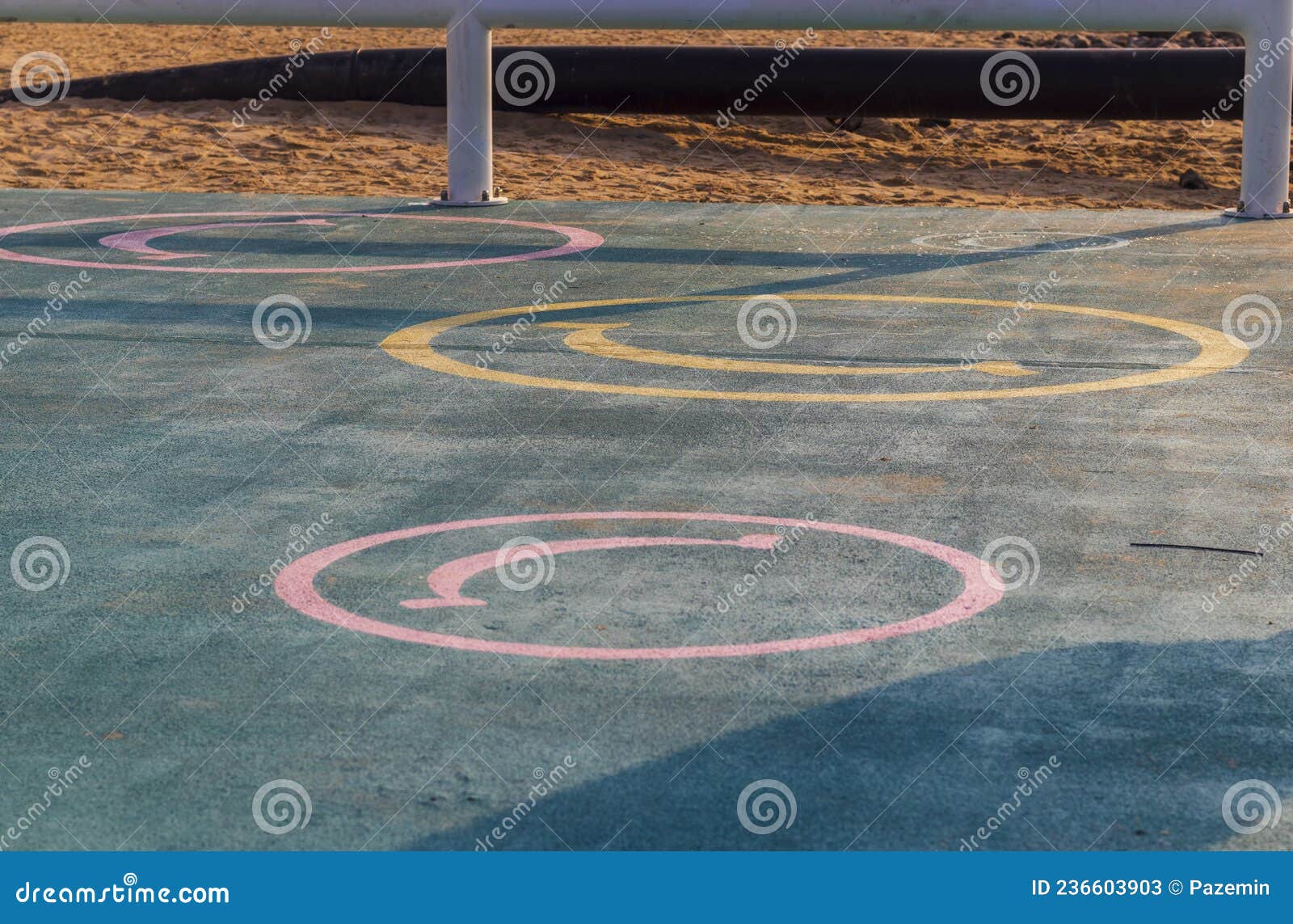 Shot of a Smiley Faces Drawn on the Ground. Fun Stock Image - Image of ...