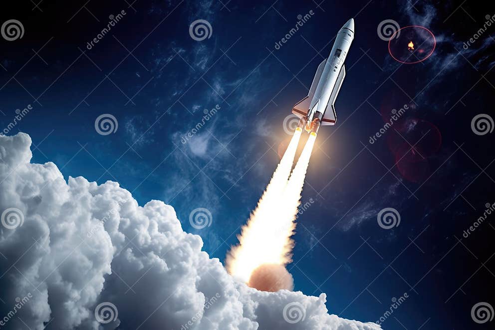 Shot of a Space Rocket and an Astronaut Floating in Space Stock ...