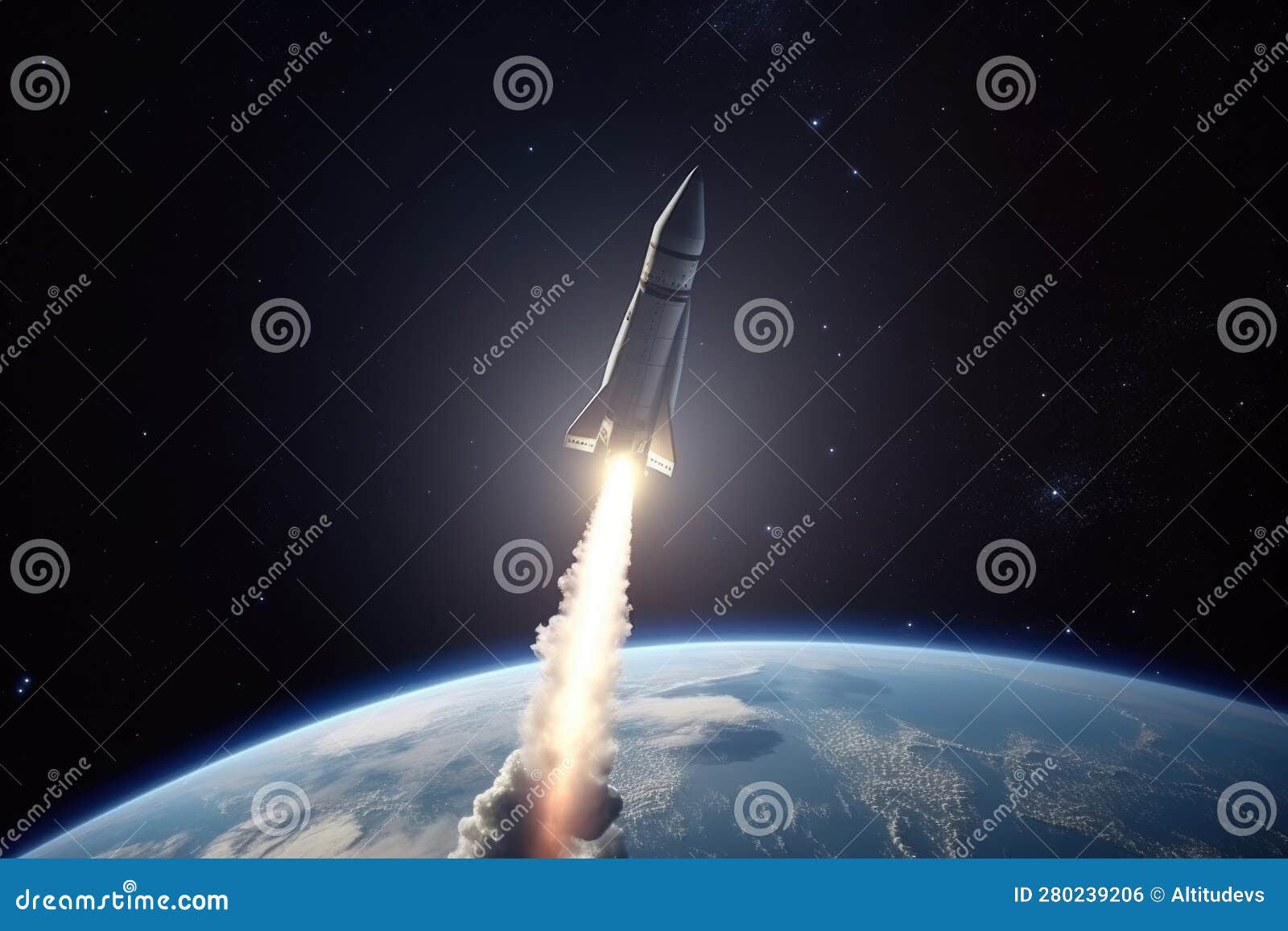 Shot of a Space Rocket and an Astronaut Floating in Space Stock ...
