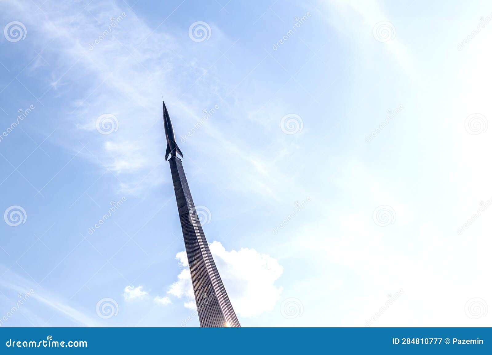 Shot Of Rocket On A Starter Mechanism Against Sunset Sky In The Desert ...