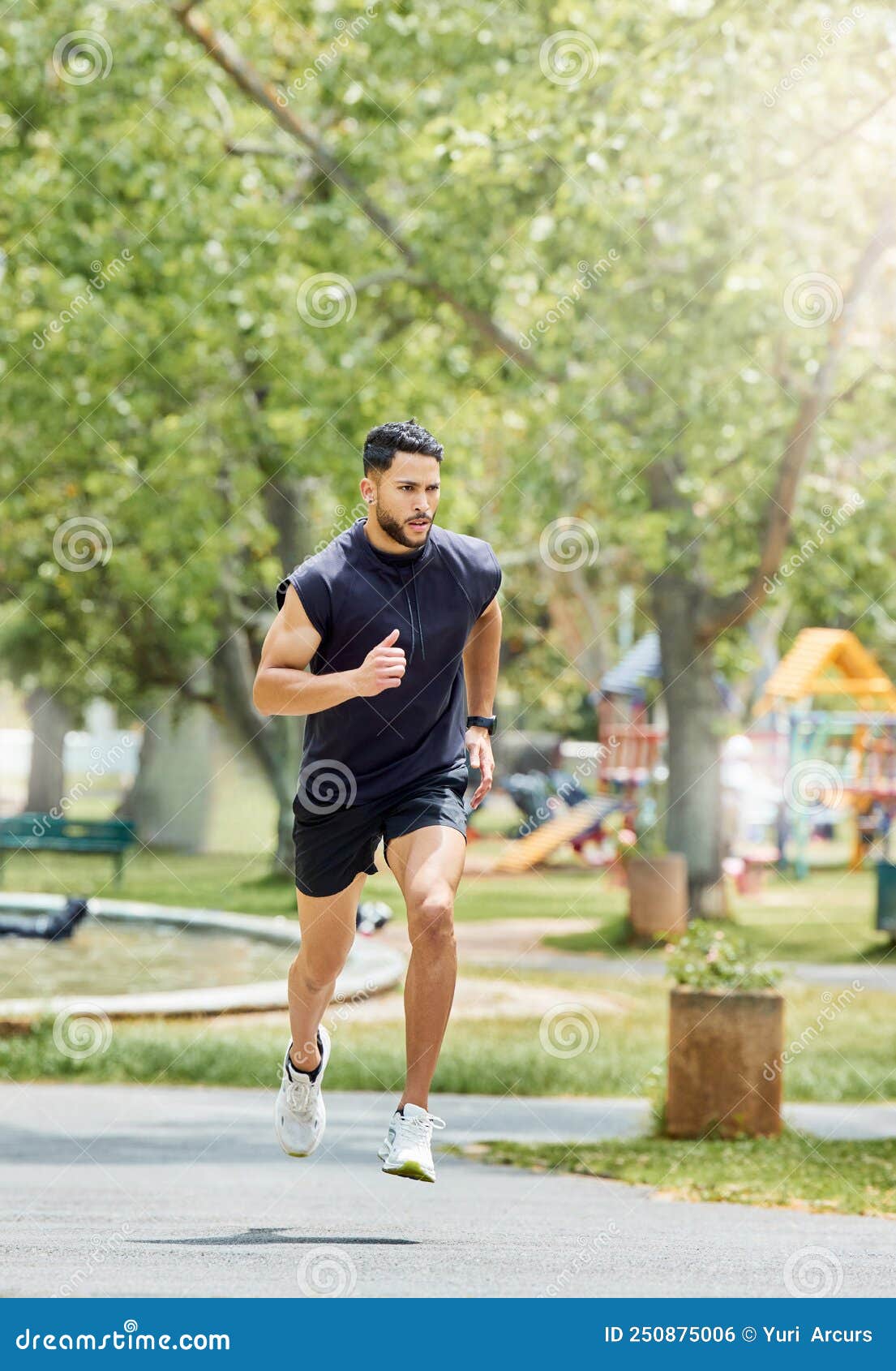 Boosted To the Max. Shot of a Sporty Young Man Running Outdoors. Stock ...