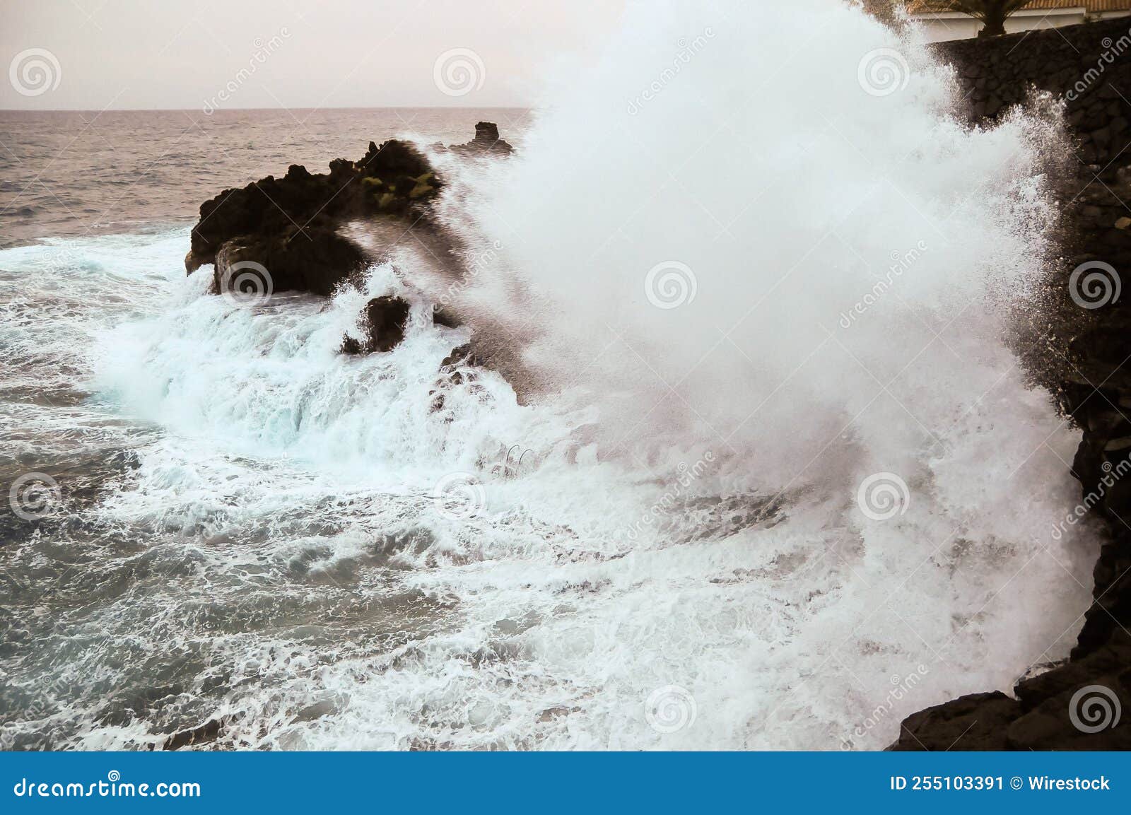Shot of a Strong Wave Hitting a Cliff on the Coast Side Stock Image ...