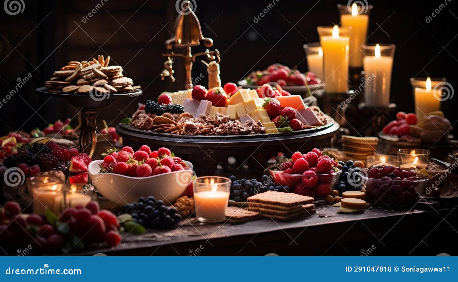 Shot of a Sumptuous Dessert Table Decor, Featuring an Array of ...