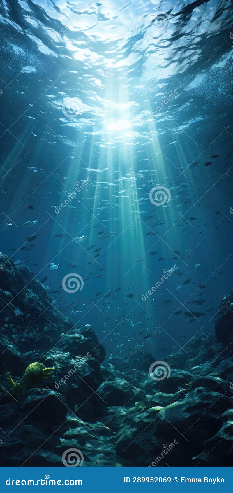 Shot of Sun Rays Underwater. Photo Below. Generative AI Stock Image ...