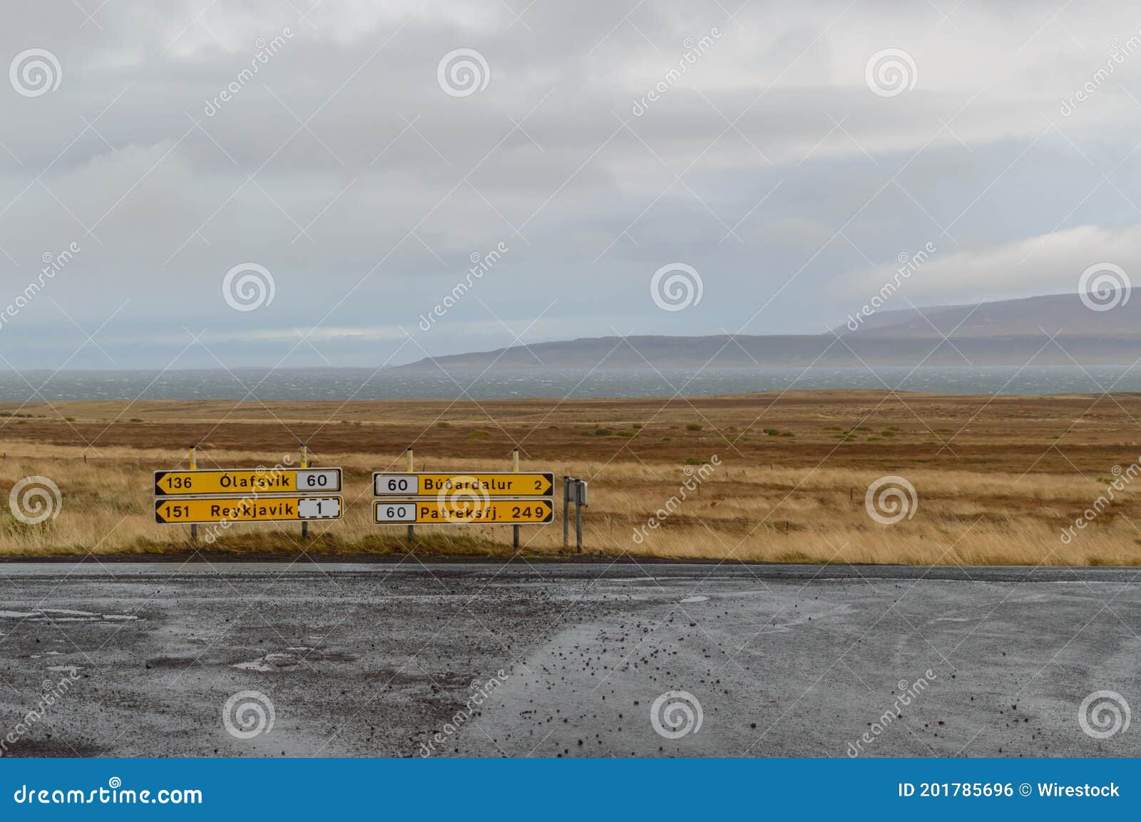 Shot of Traffic Signs at the North of Iceland Stock Photo - Image of ...