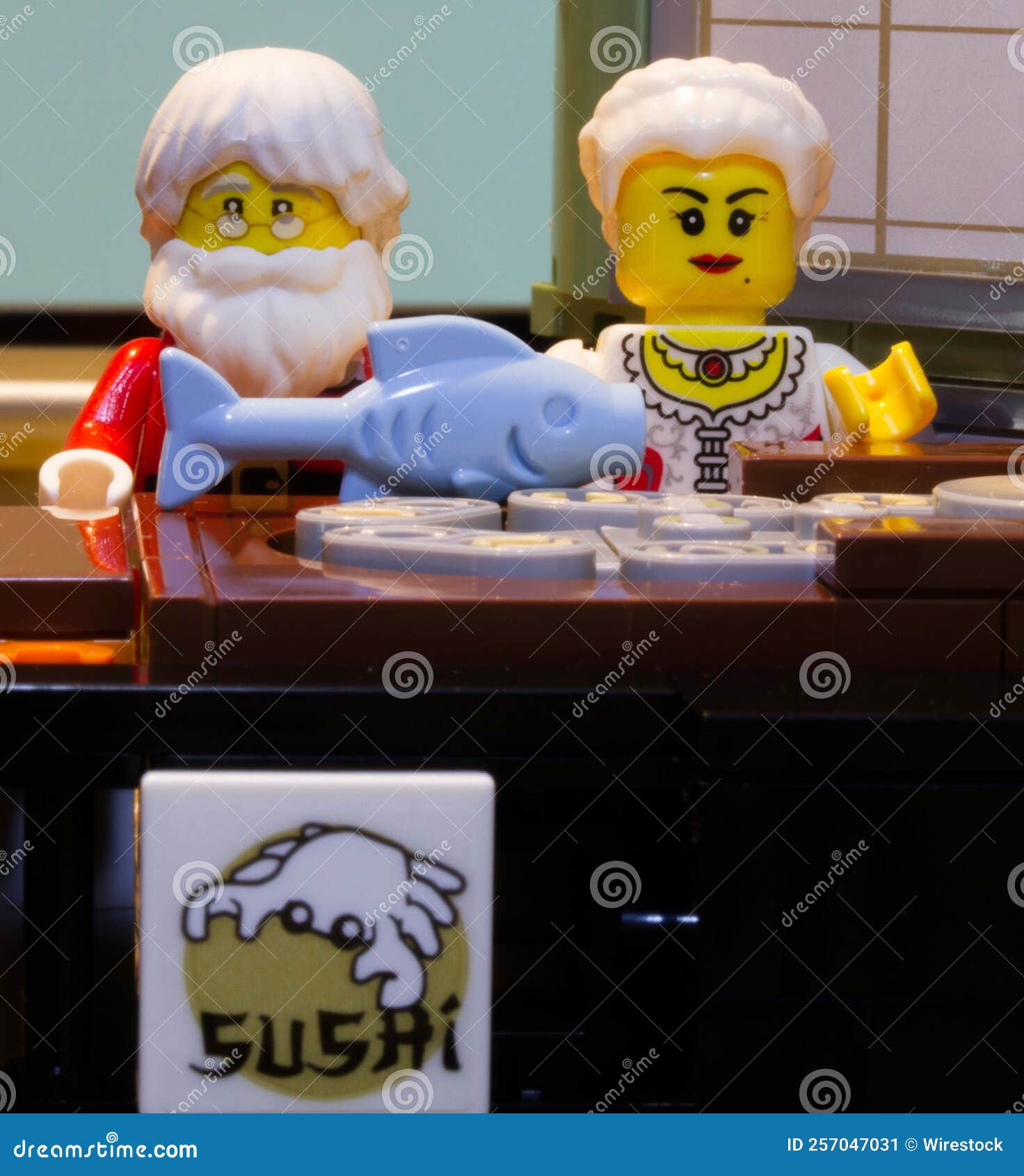 Shot of Two Lego Figurines Making a Meal at a Sushi Bar Editorial Photo ...