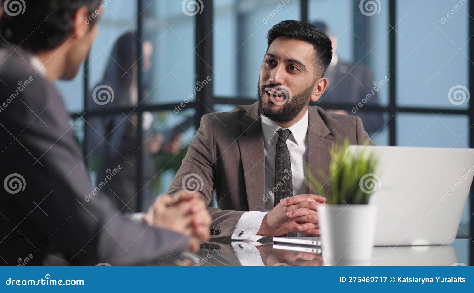 Two Medium Focused Business Workers Communicate in the Office. Stock ...