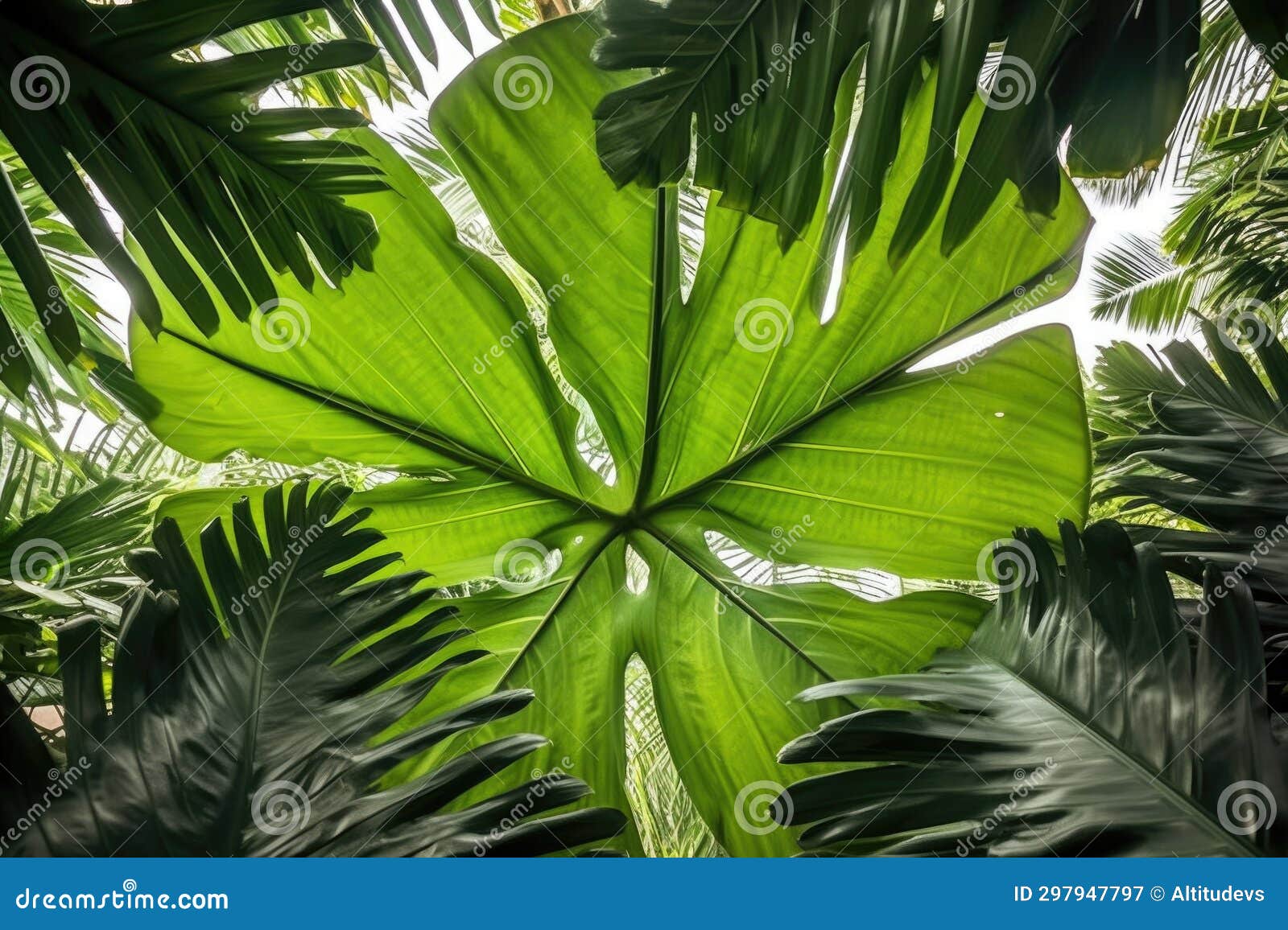 Shot of the Underside of a Giant Monstera Leaf Stock Image - Image of ...