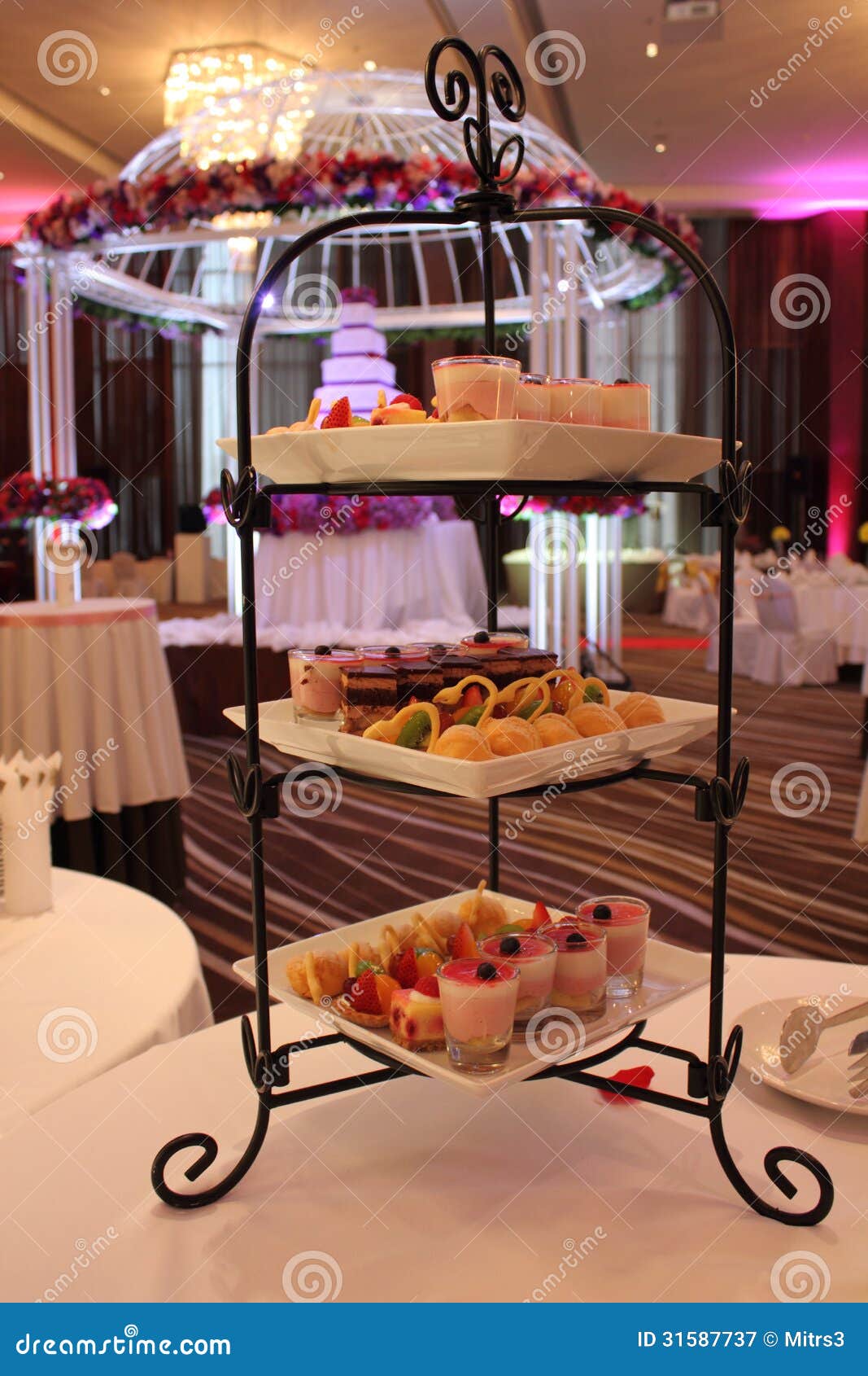 Shot of Various Cakes on a Cake Stand Stock Image - Image of banquet ...