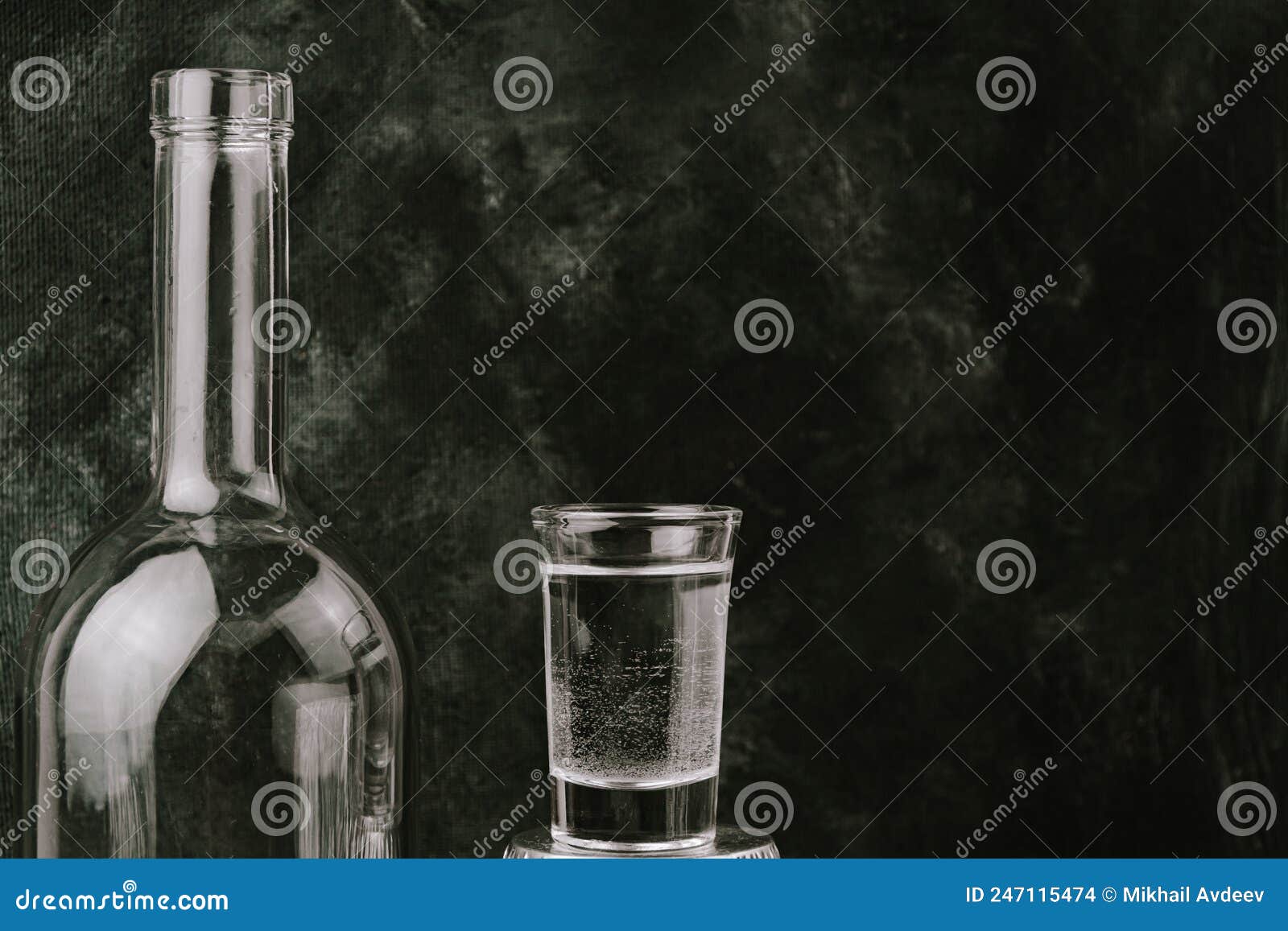 Shot of Vodka and Bottle on Table. Concept of Drinking Alcohol, Drinks ...
