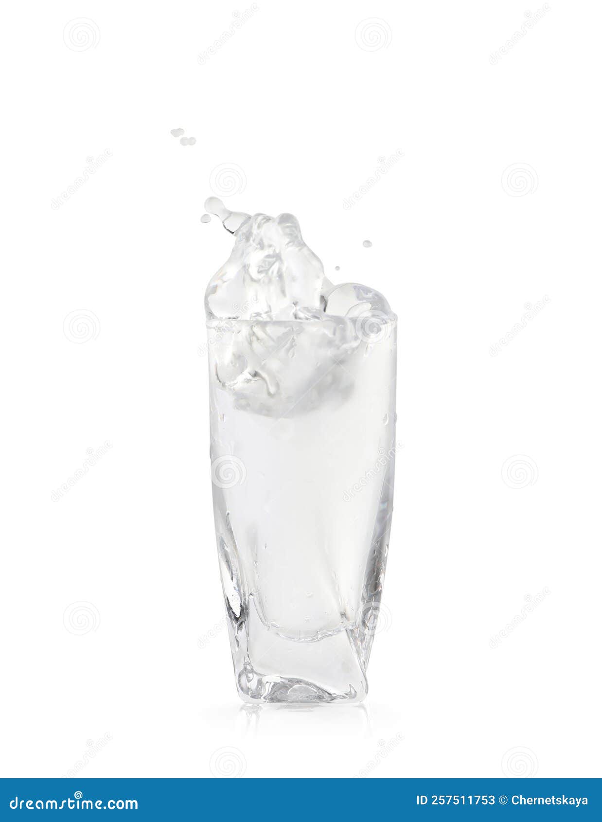 Shot of Vodka with Ice and Splash Isolated on White Stock Image - Image ...