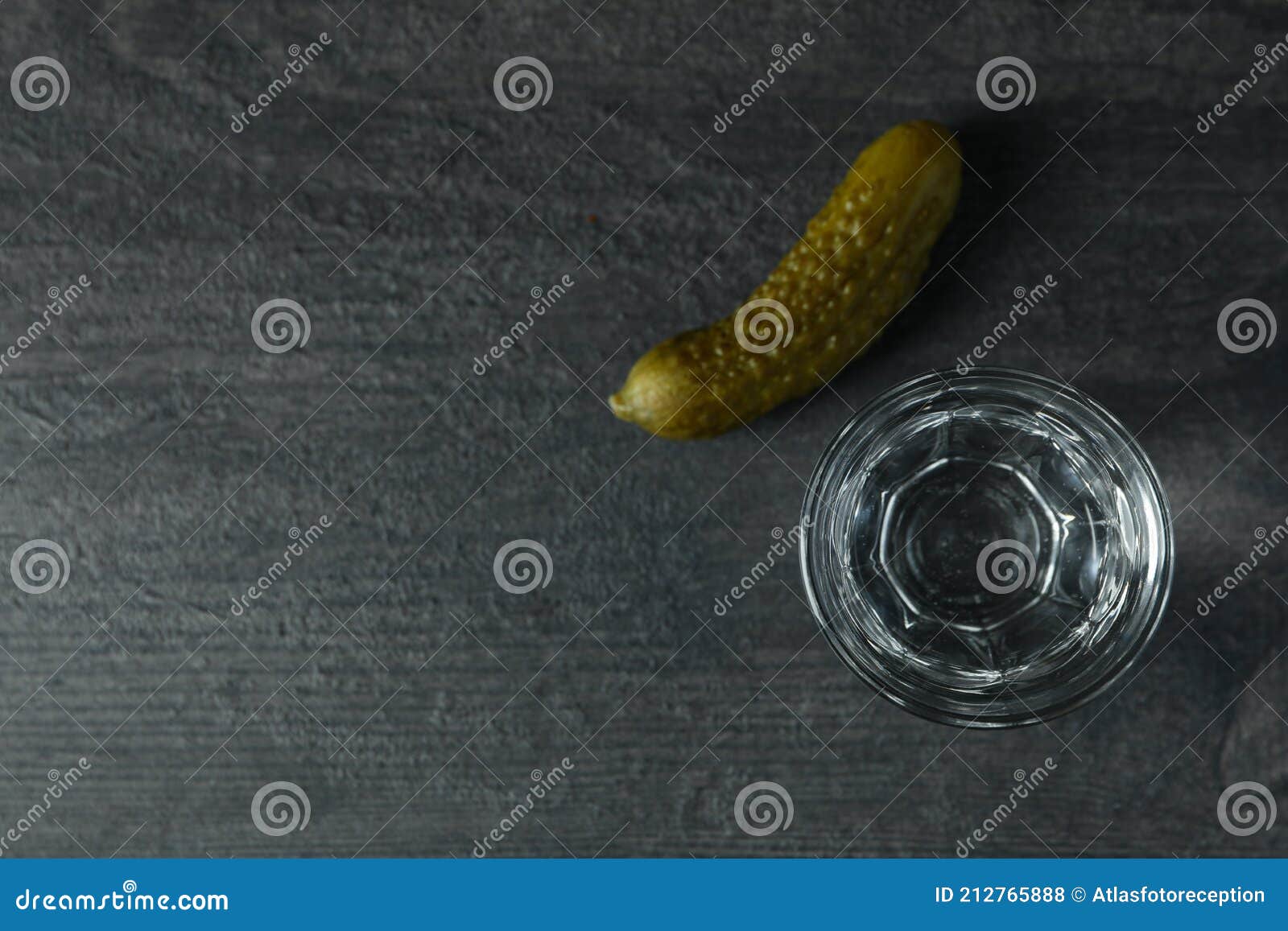 Shot of Vodka and Pickle on Dark Background Stock Photo - Image of ...