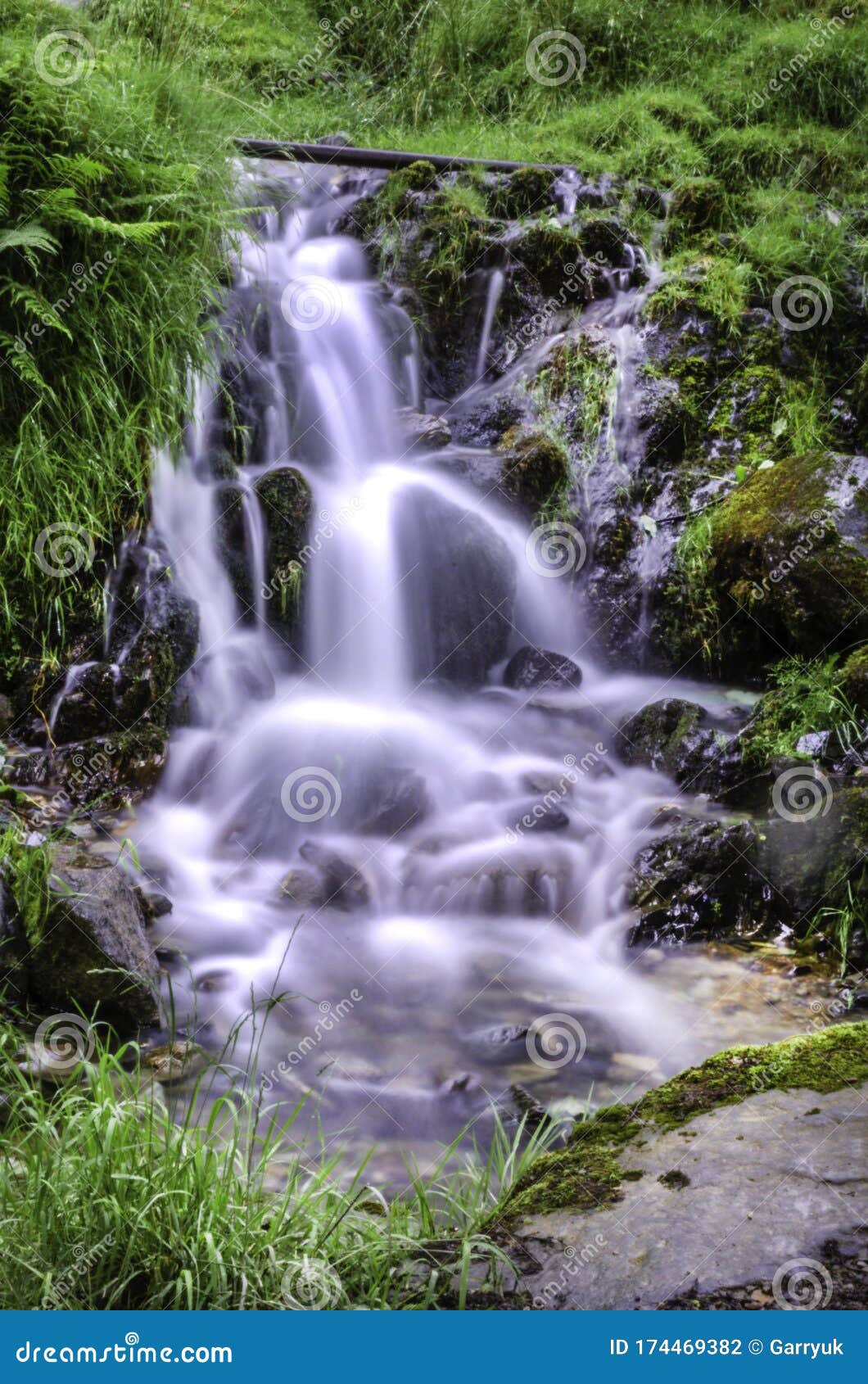 A Shot of a Waterfall Flowing Down the Hillside in the Lake District ...