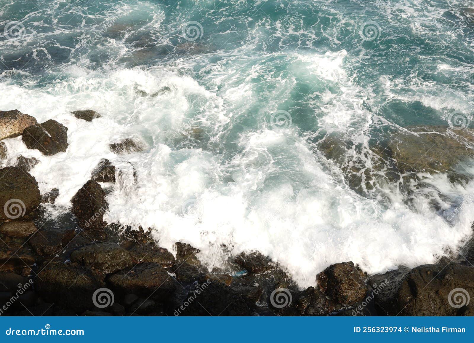 Waves Crushing the Rocks on the Beach Stock Photo - Image of tropical ...