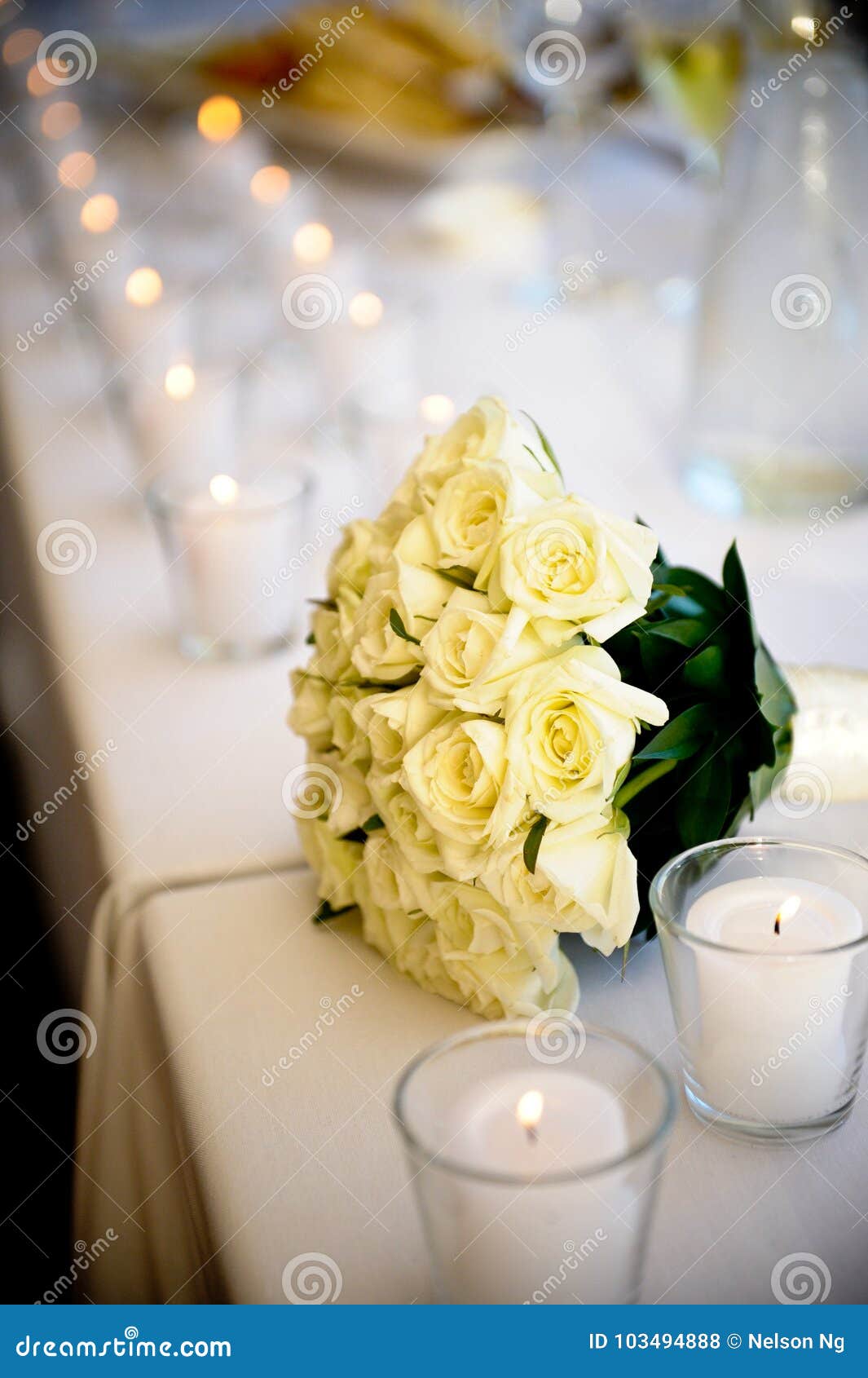 Shot of Wedding Reception Dinner Table Decoration Stock Photo - Image ...