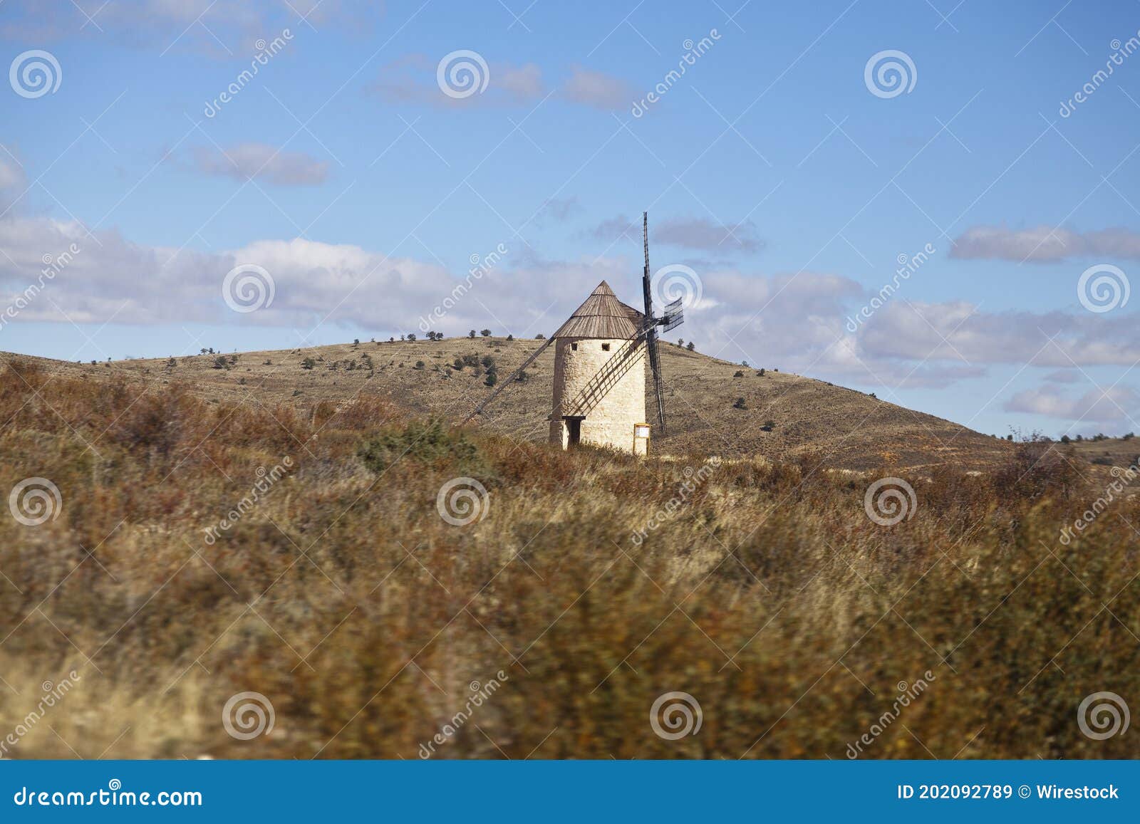 Shot of a Windmill in Mountains Stock Image - Image of renewable ...