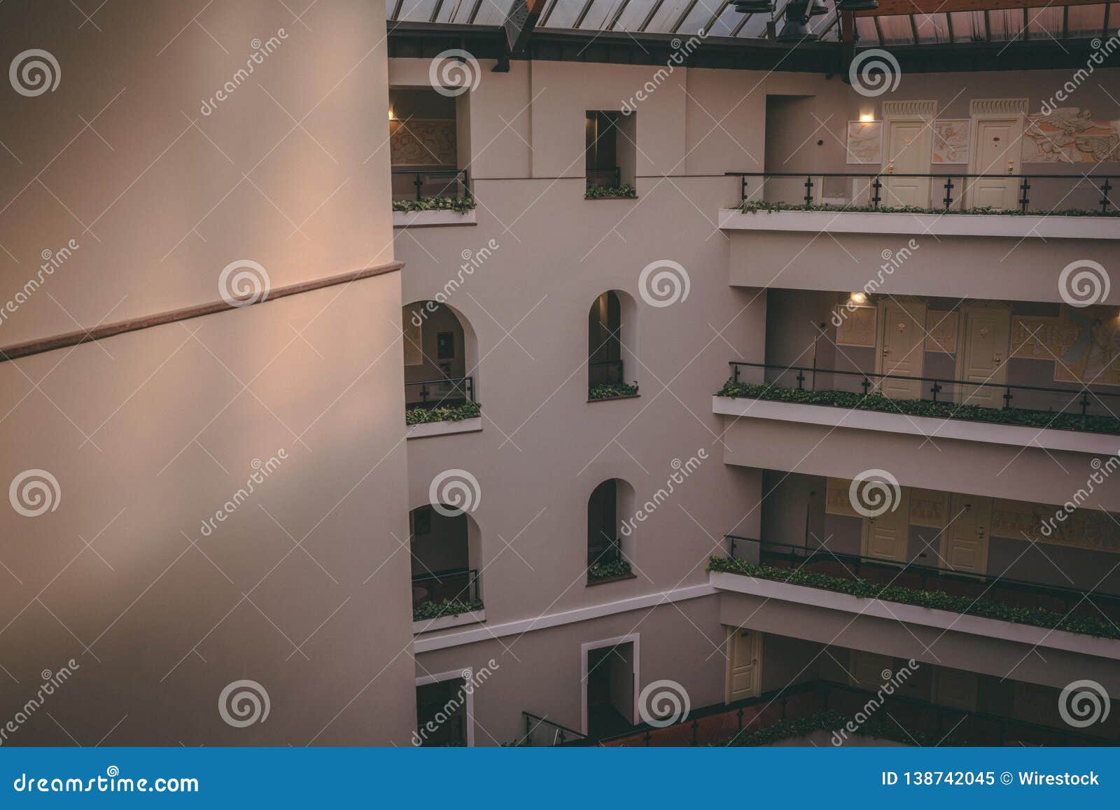 Windows of the hotel stock image. Image of industrial - 138742045
