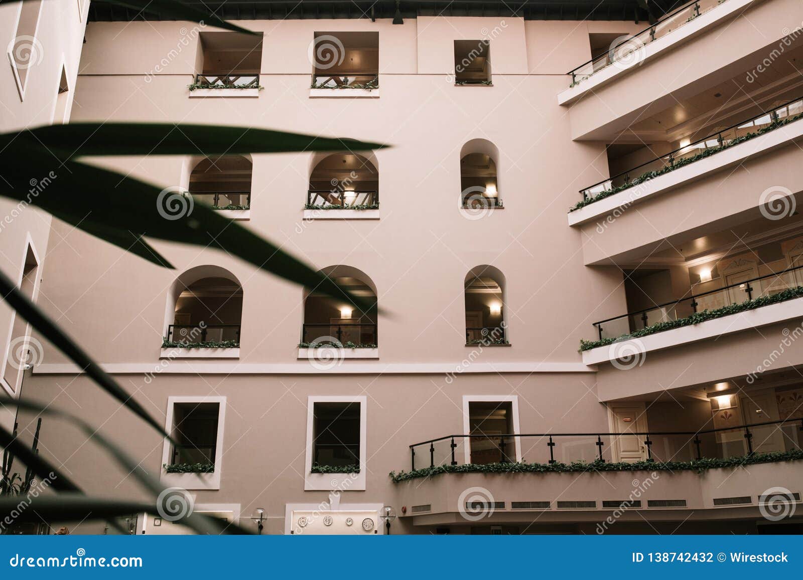 Windows of the hotel stock photo. Image of modern, wall - 138742432