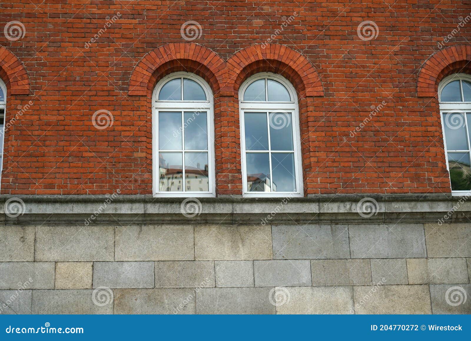 Shot of the Windows of a Brick Wall Building Stock Photo - Image of ...