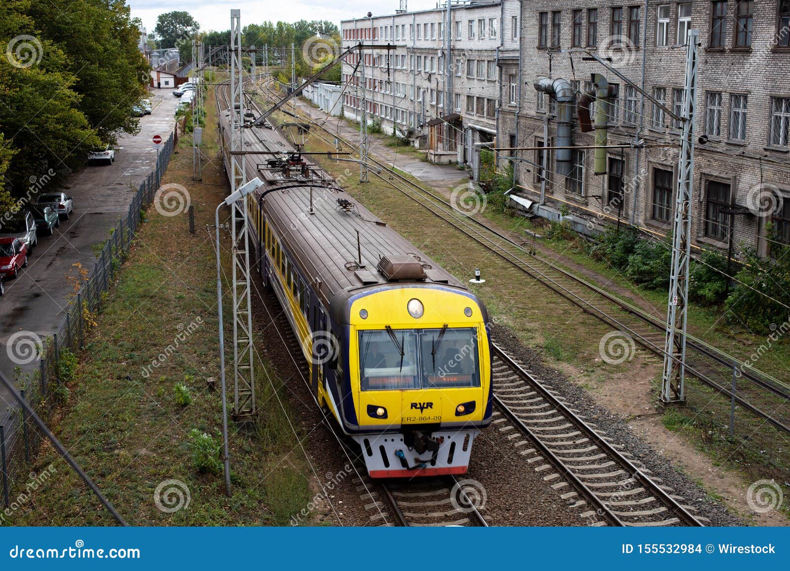 Shot of a Yellow Train on a Rail Editorial Stock Image - Image of road ...