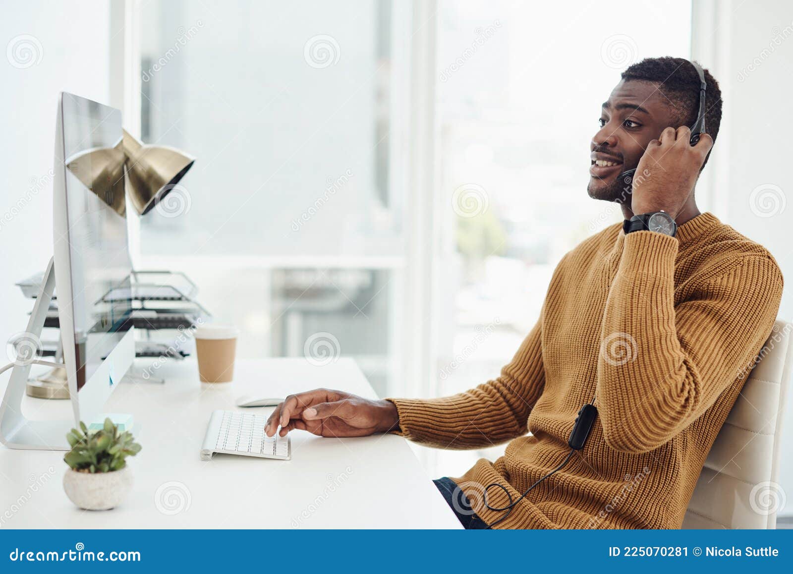 Standing by To Take Your Call Stock Image - Image of business, indoor ...
