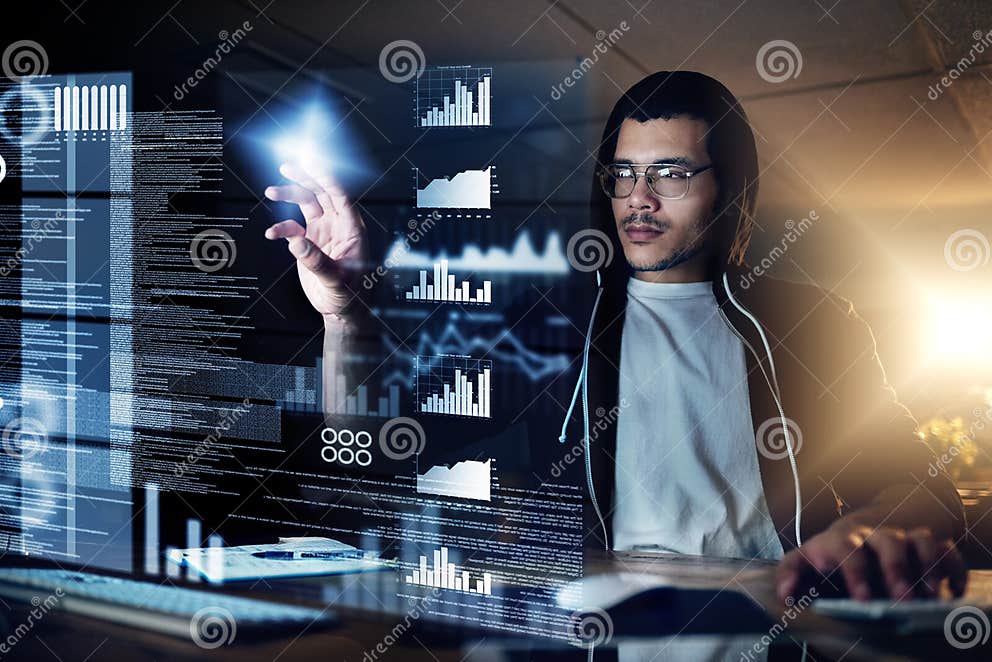 Hackers are the Masters of Stealth. Shot of a Young Hacker Cracking a ...