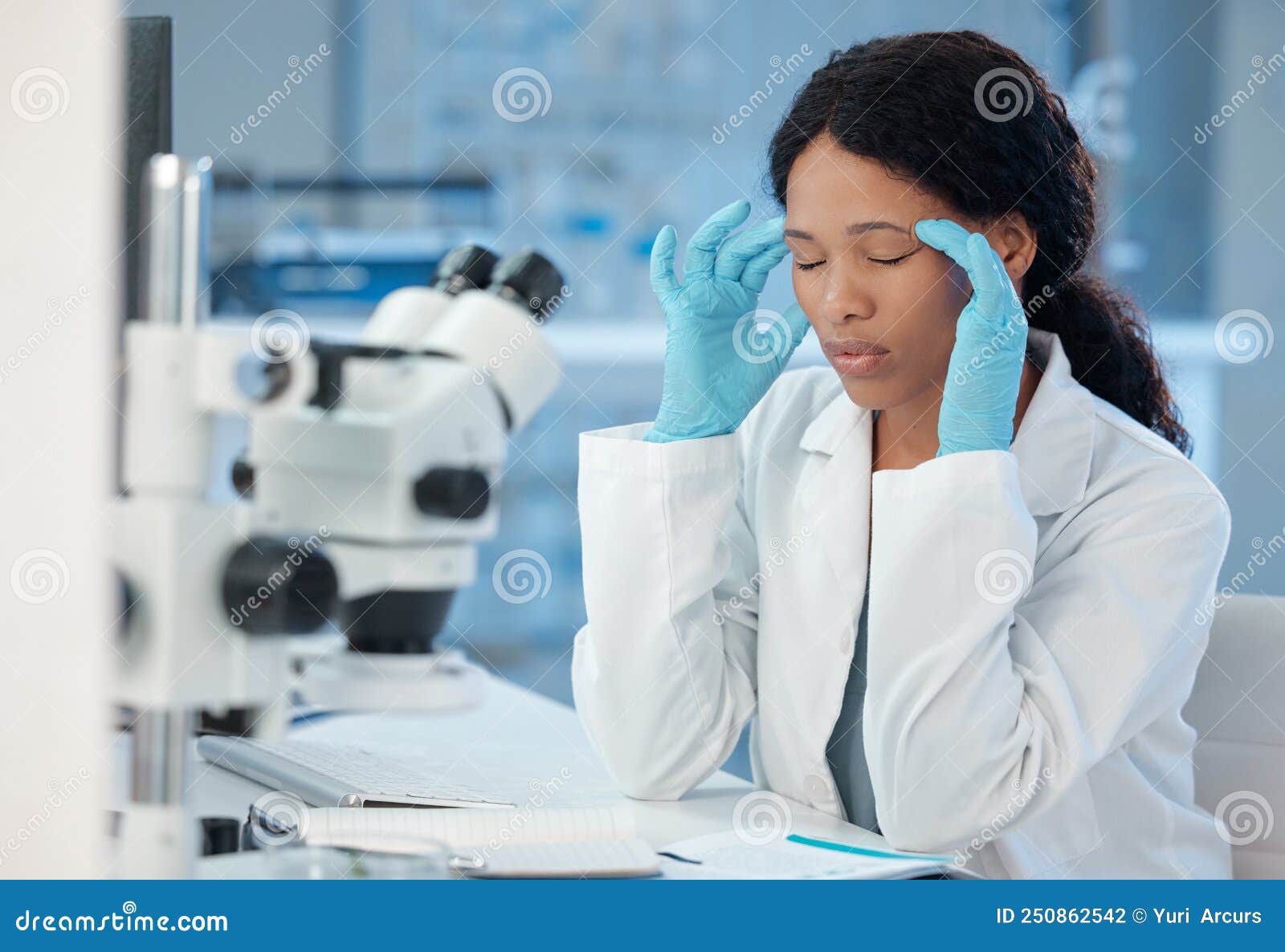 Theres No Need for this. Shot of a Young Lab Worker Experiencing a ...