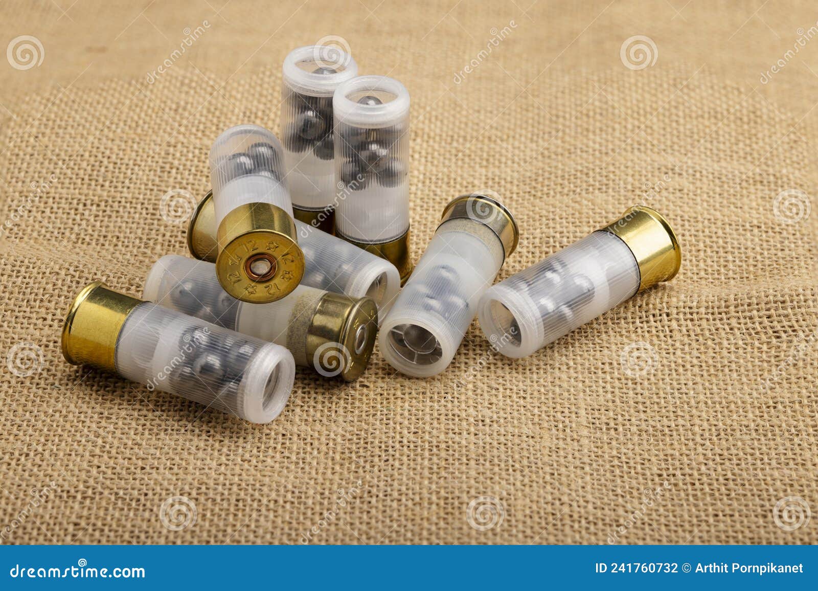 Shotgun Bullet And Trigger Mechanism On Wood Background Royalty-Free ...